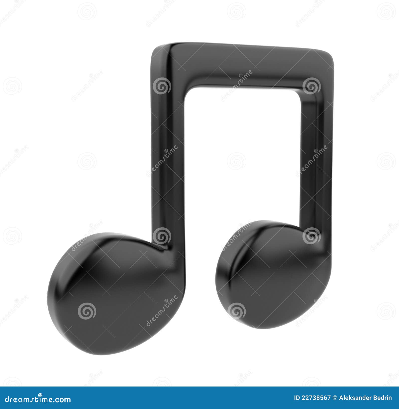 Black Musical Note 3D. Icon Isolated on White Stock Illustration ...