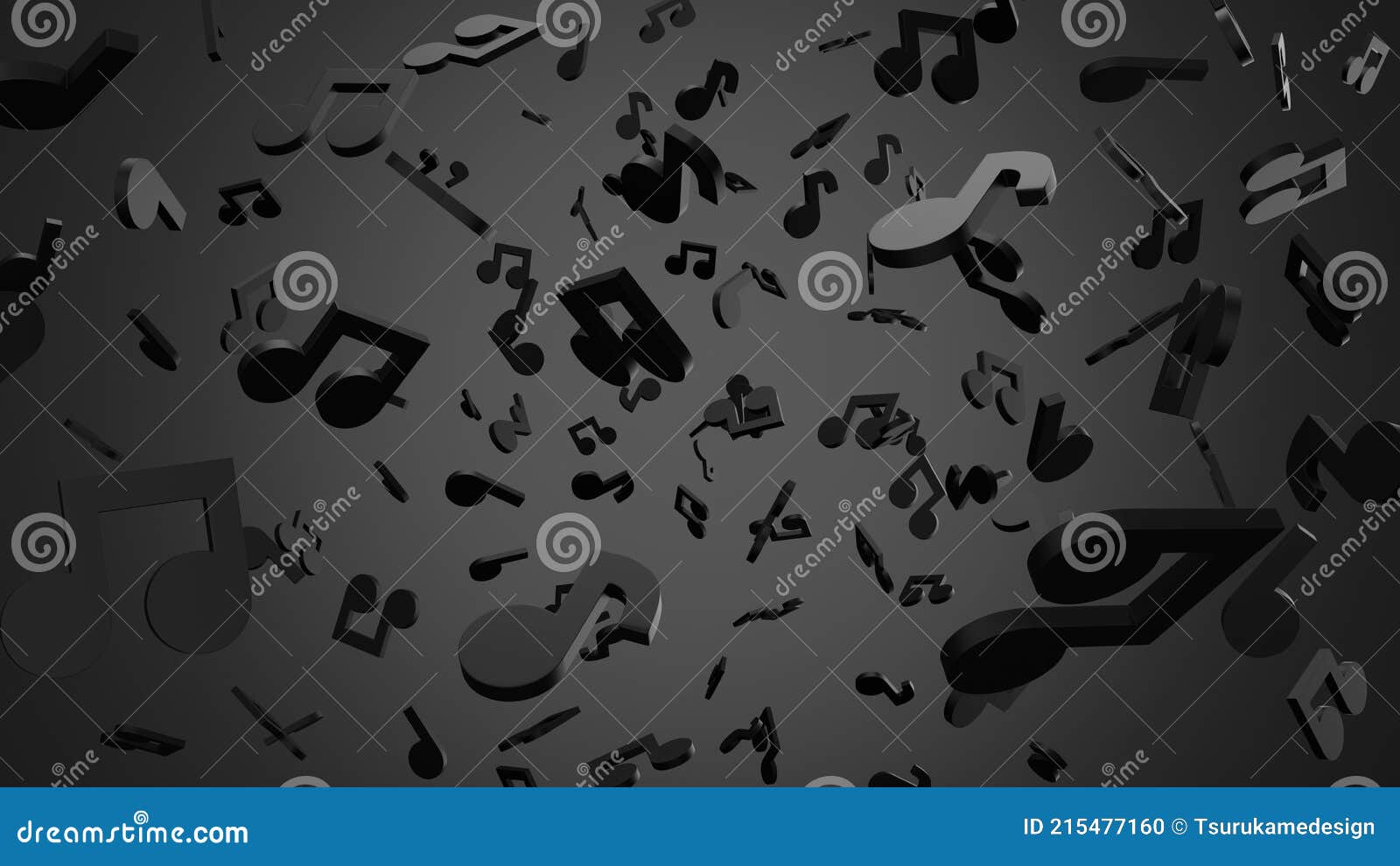 Black Musical Notes on Gray Background. Stock Illustration ...