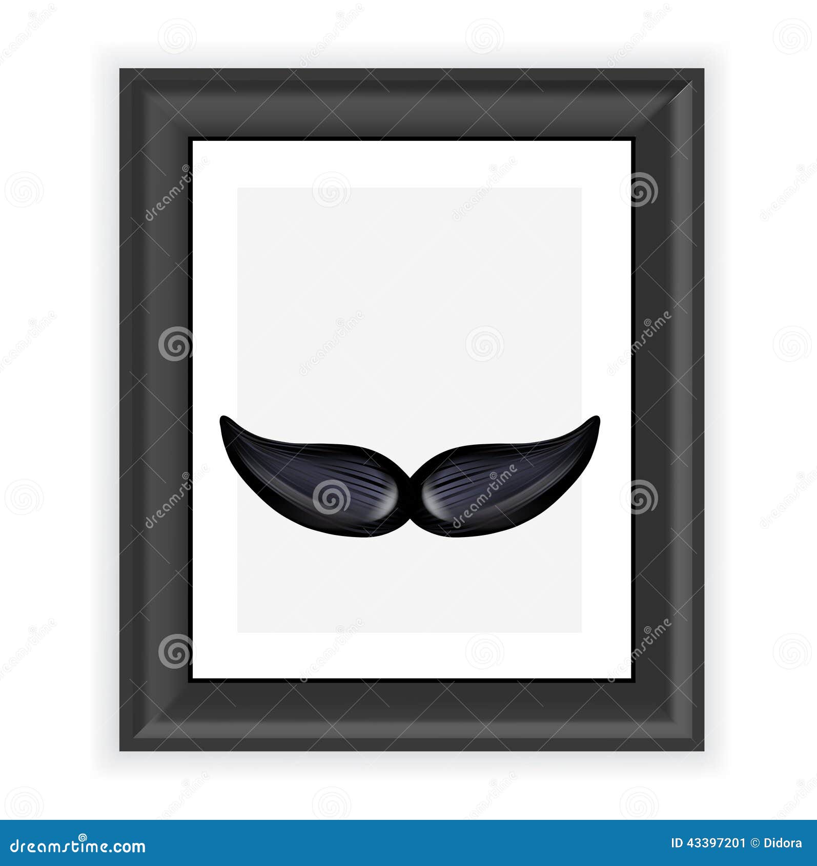 Black Mustache in Black Frame Stock Illustration - Illustration of ...