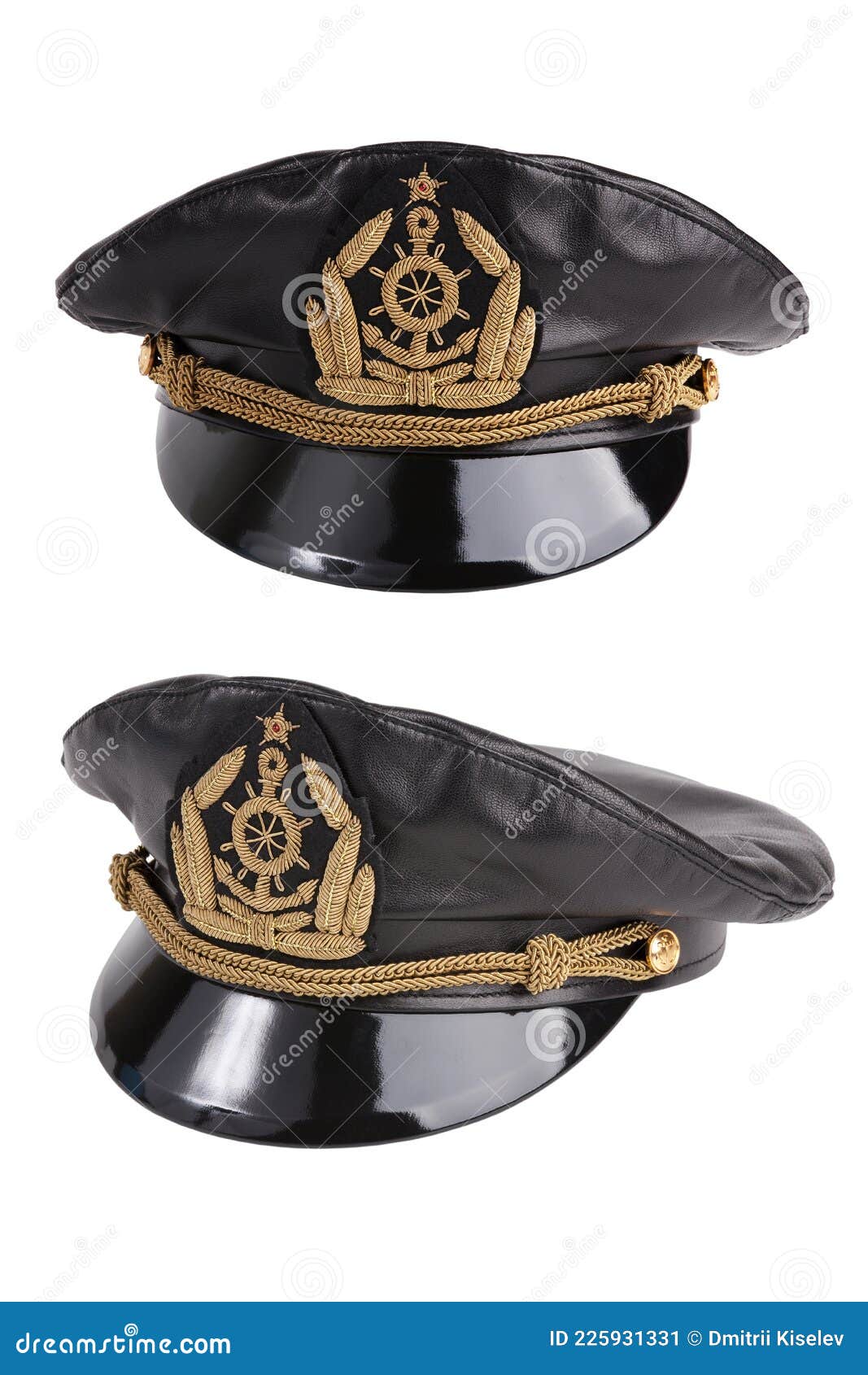 Black Naval Cap in Two Angles Stock Image - Image of military ...