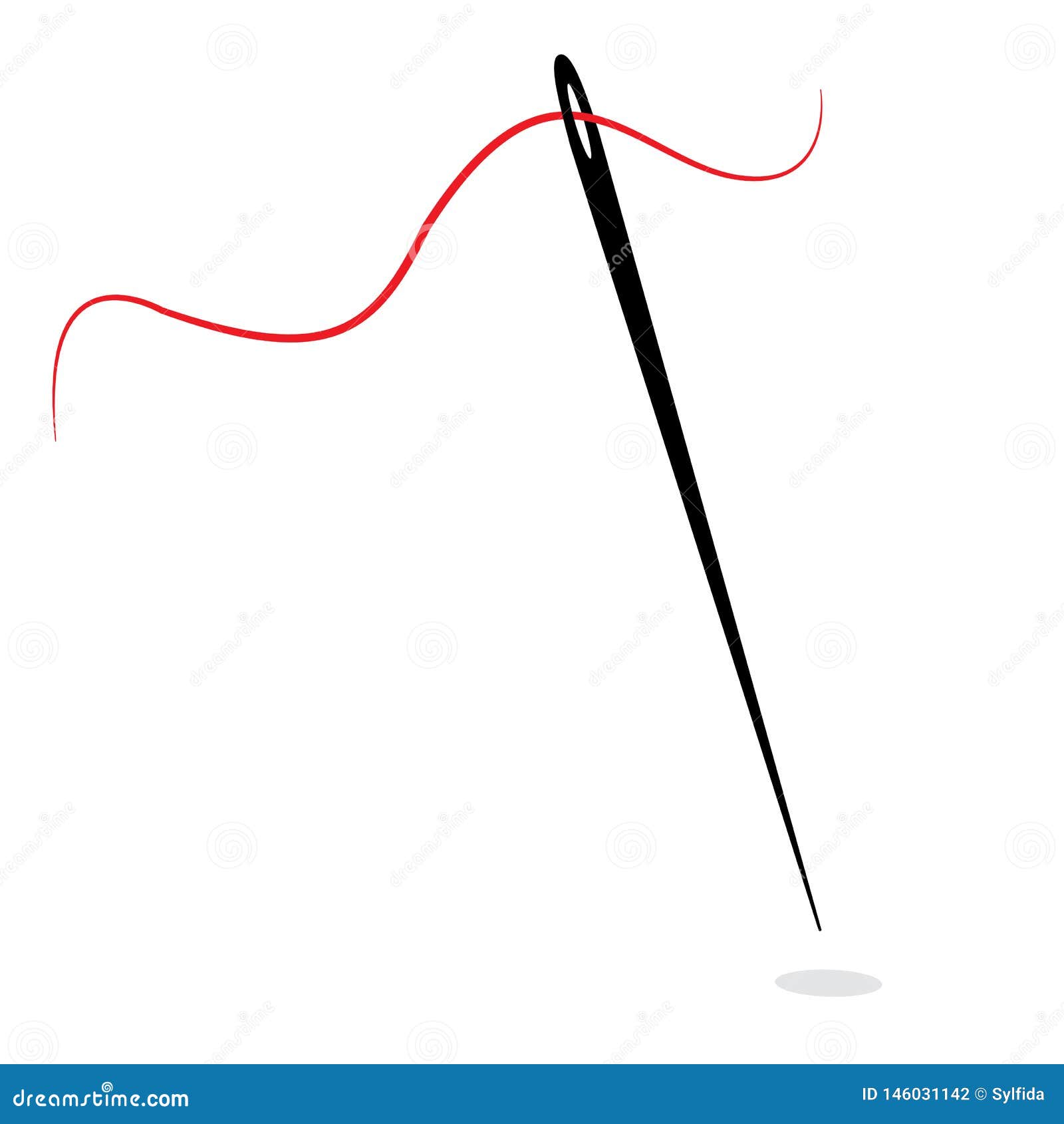 Black Needle with Red Thread. Sewing Needle, Needle for Sewing Stock ...
