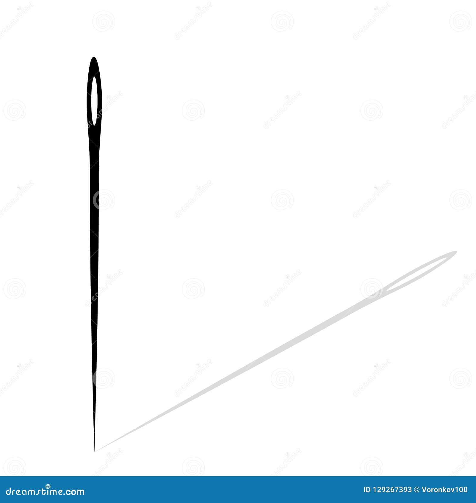 Black Needle With Shadow On White Isolated Background. Vector Needle ...