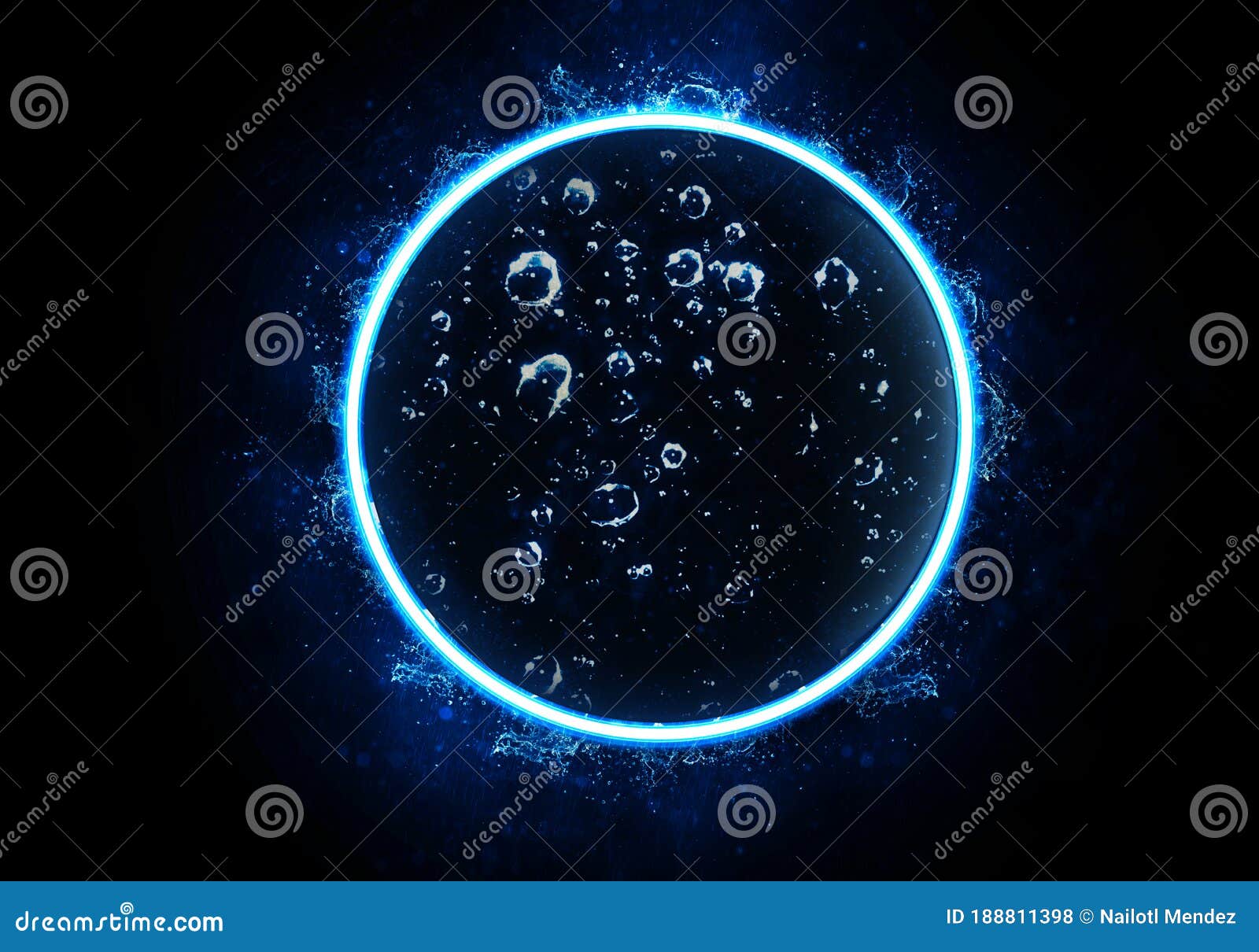 Black and Neon Blue Abstract Water Bubble Background Stock Illustration ...