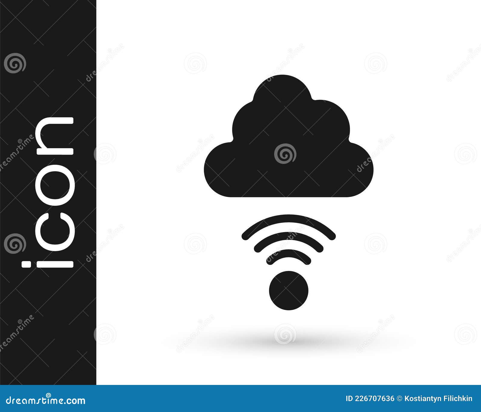 Black Network Cloud Connection Icon Isolated on White Background ...