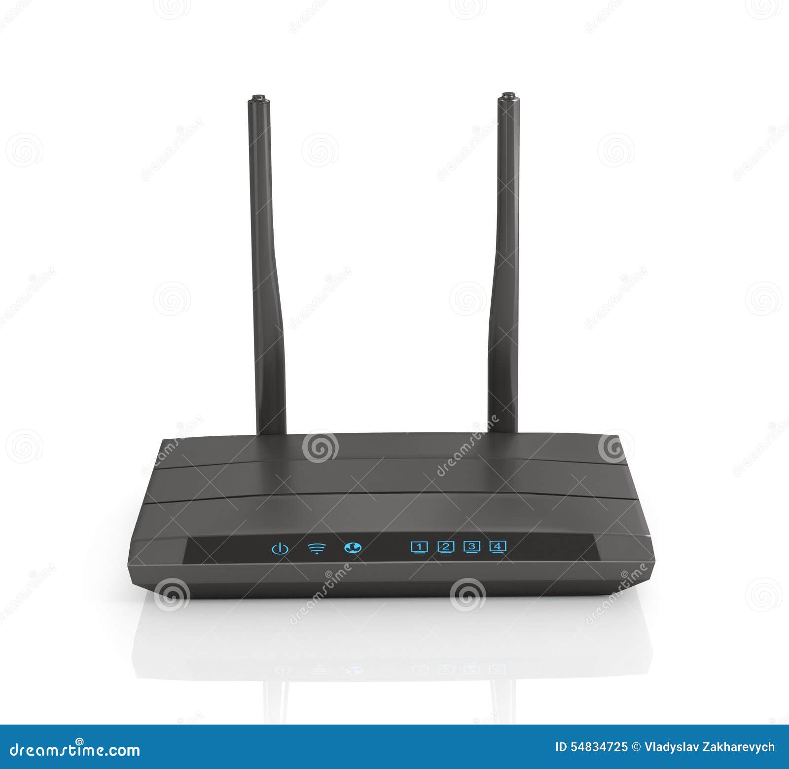 Black Network Router Isolated on White Background. Stock Image - Image ...