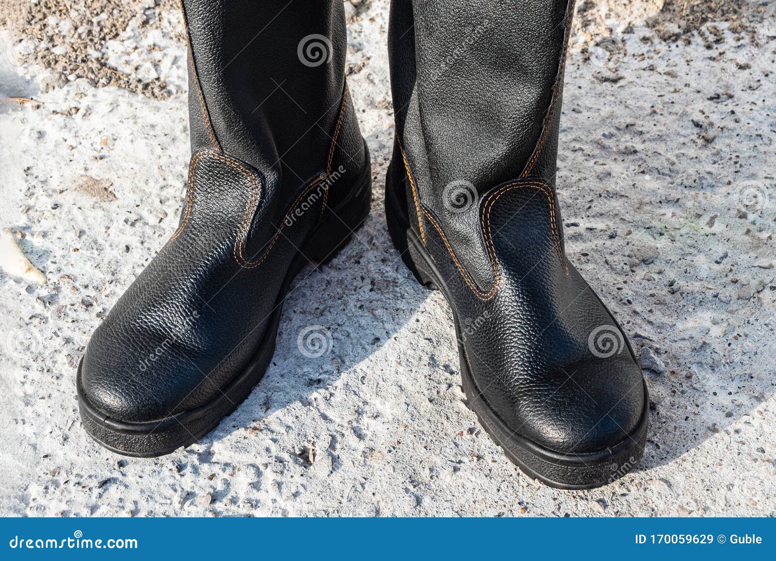 Black New Work Shoes. High Boots for Work Stock Image - Image of ...