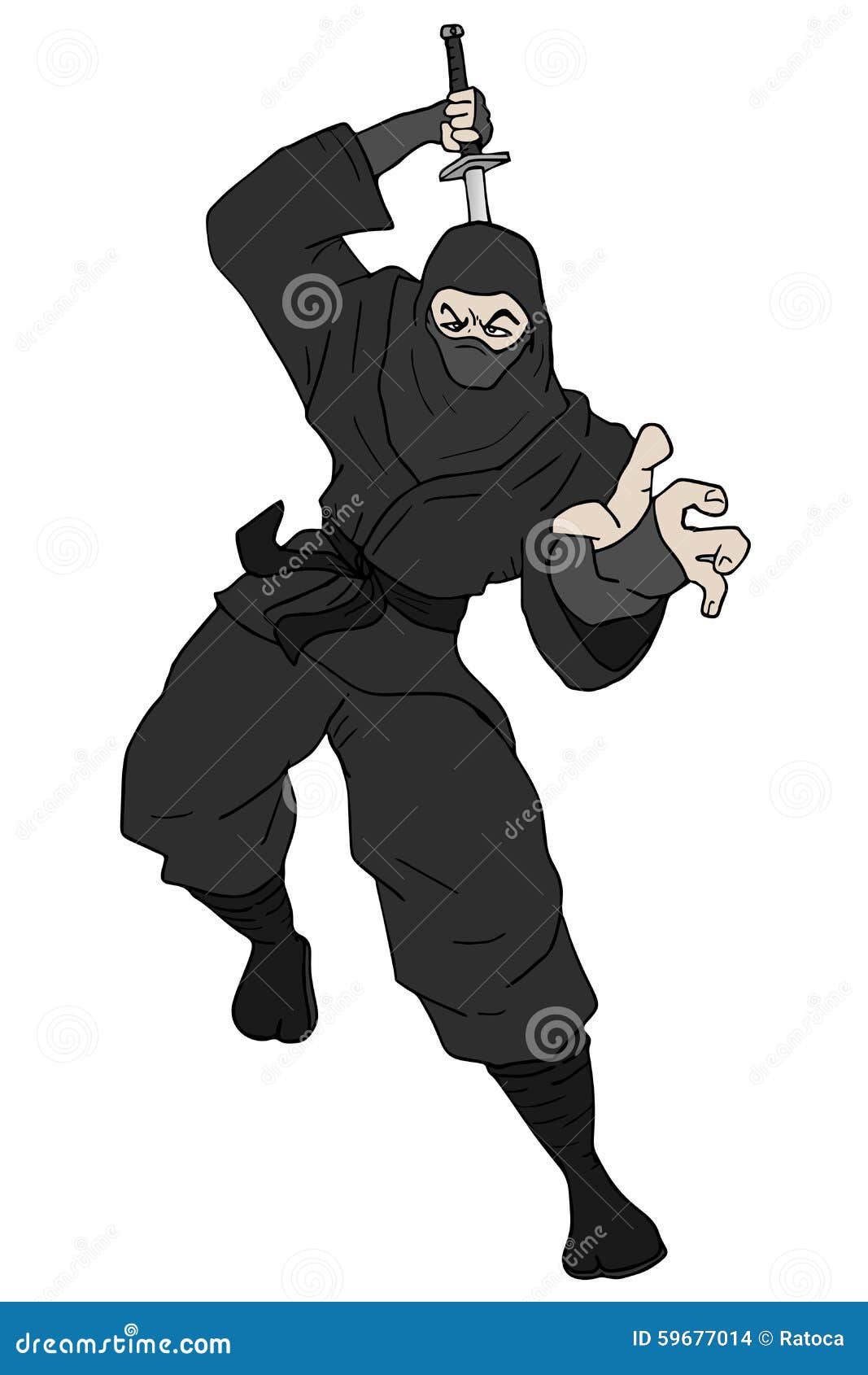 Black ninja attack stock vector. Illustration of black - 59677014