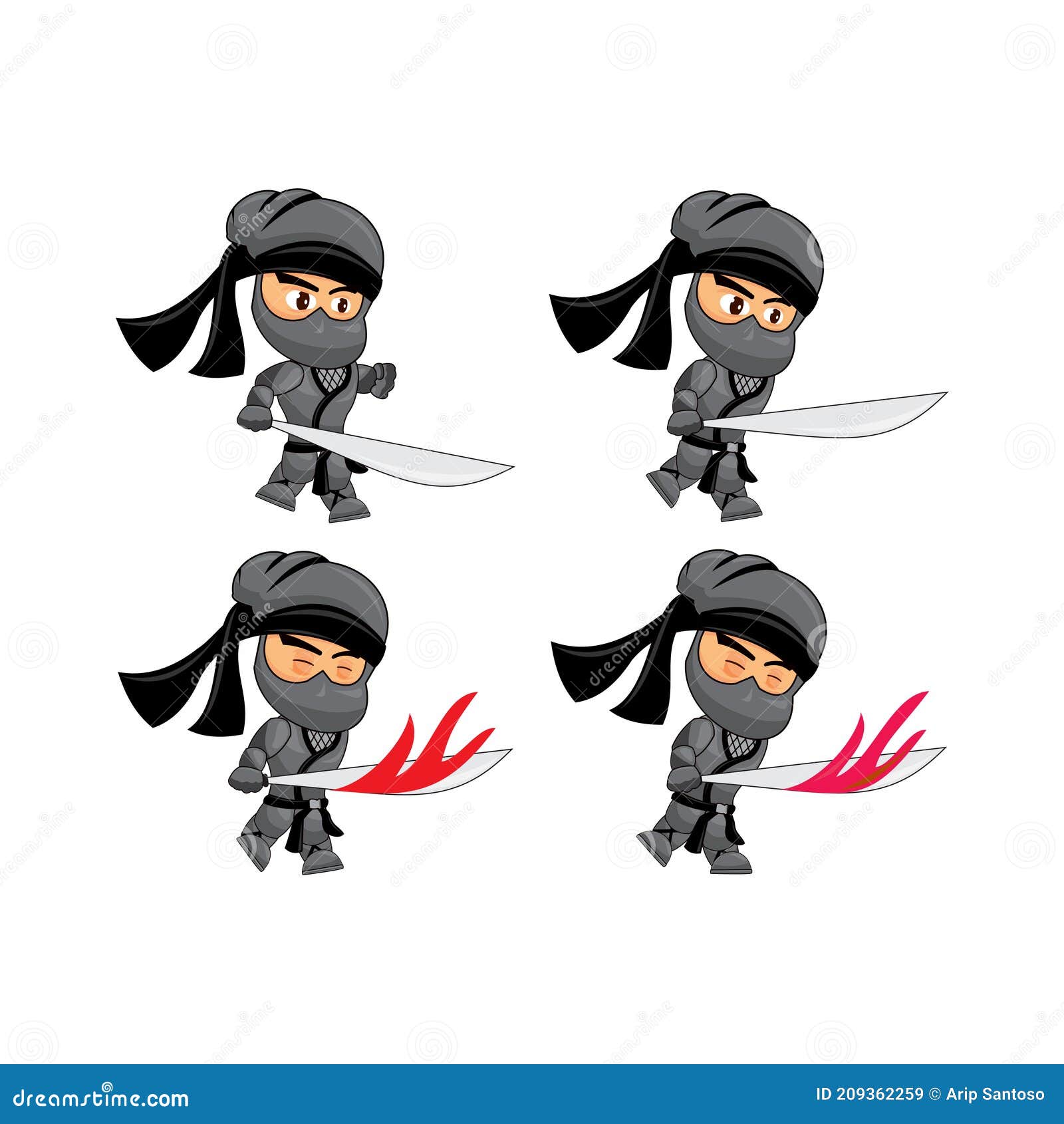 Black Ninja Attack Game Sprites Template Illustration Stock Vector ...
