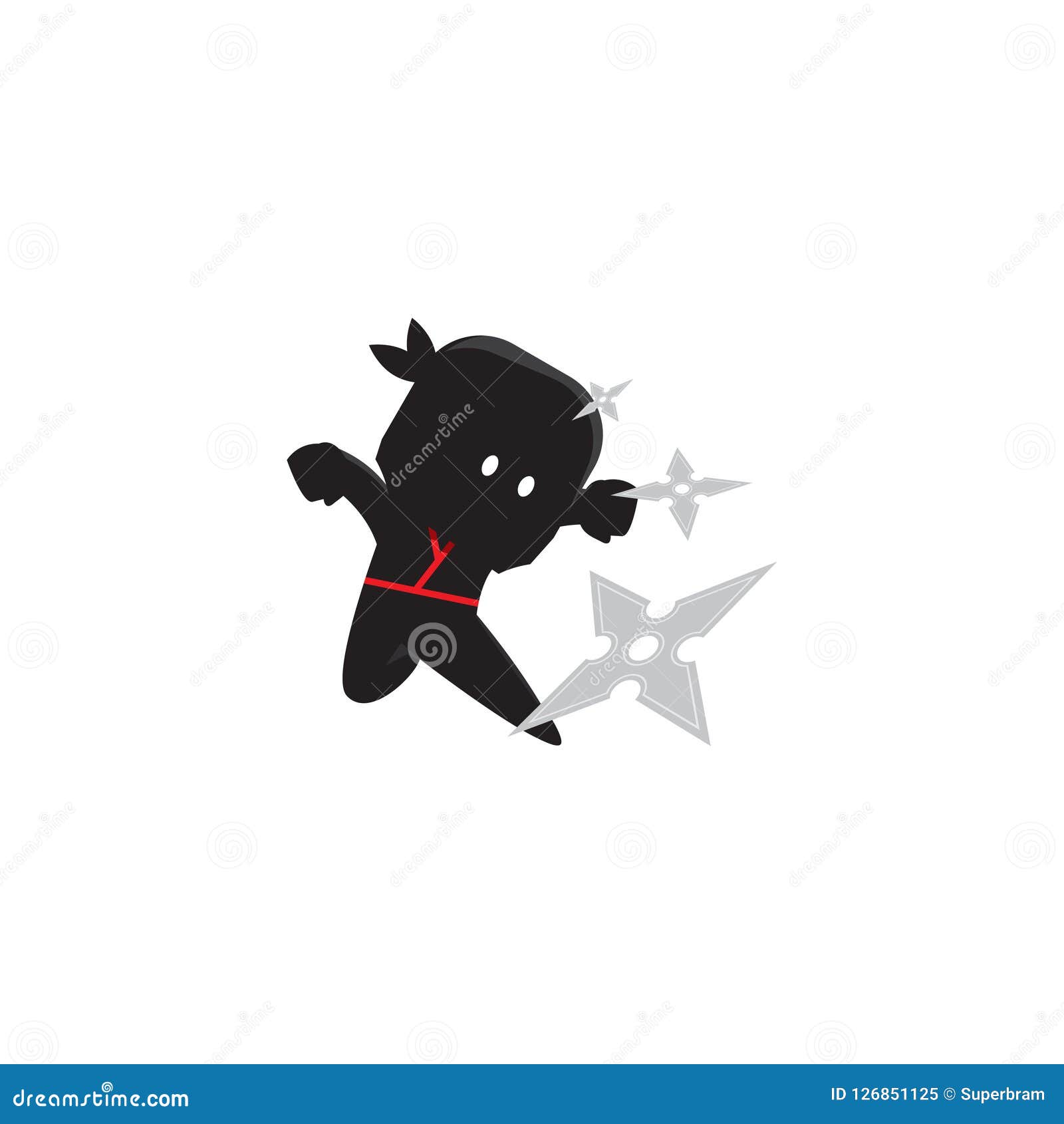 Black ninja character stock illustration. Illustration of cute - 126851125