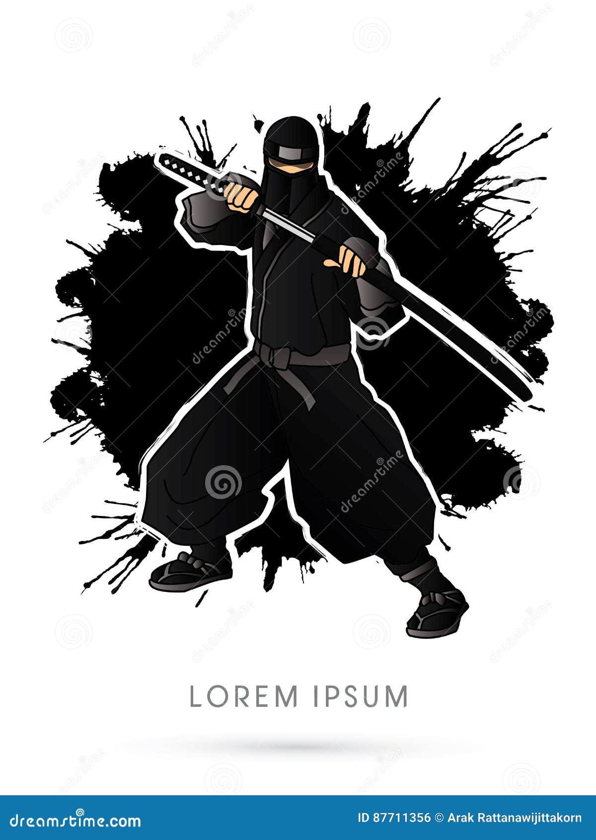 Black Ninja Graphic Vector. Stock Vector - Illustration of assassin ...