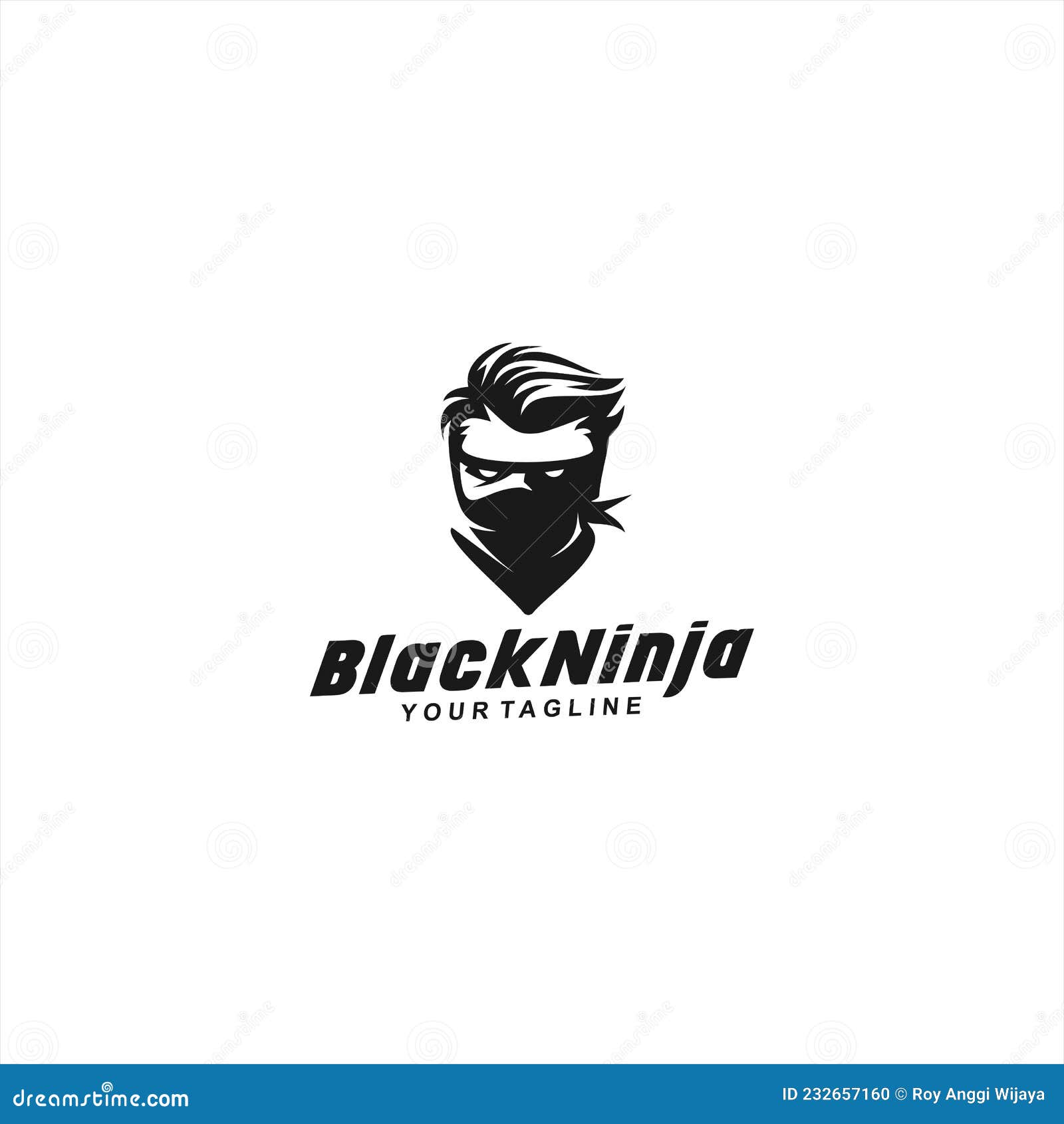 Black Ninja Logo Design Template Stock Vector - Illustration of modern ...