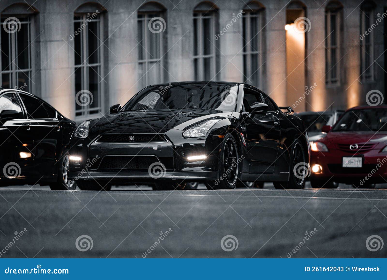 Black Nissan Skyline GTR Stopped at a Red Light in Traffic Editorial ...