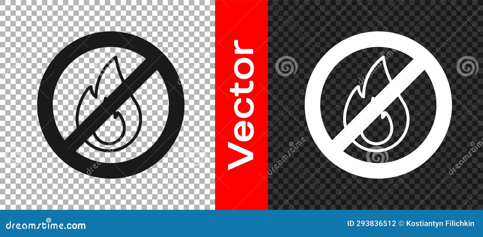 Black No Fire Icon Isolated on Transparent Background. Fire Prohibition ...