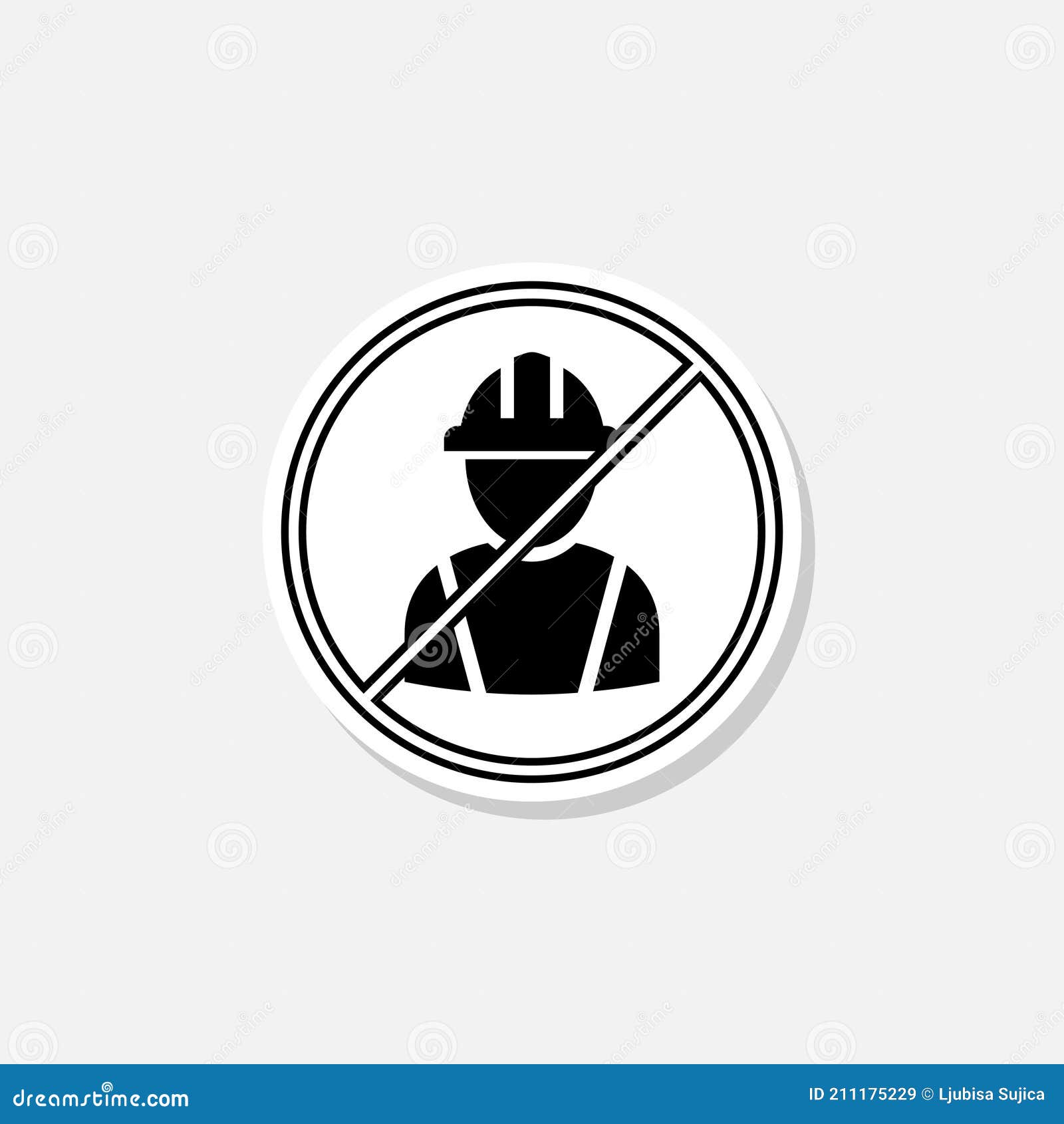 Black No Worker Icon Sticker Stock Vector - Illustration of disallowed ...