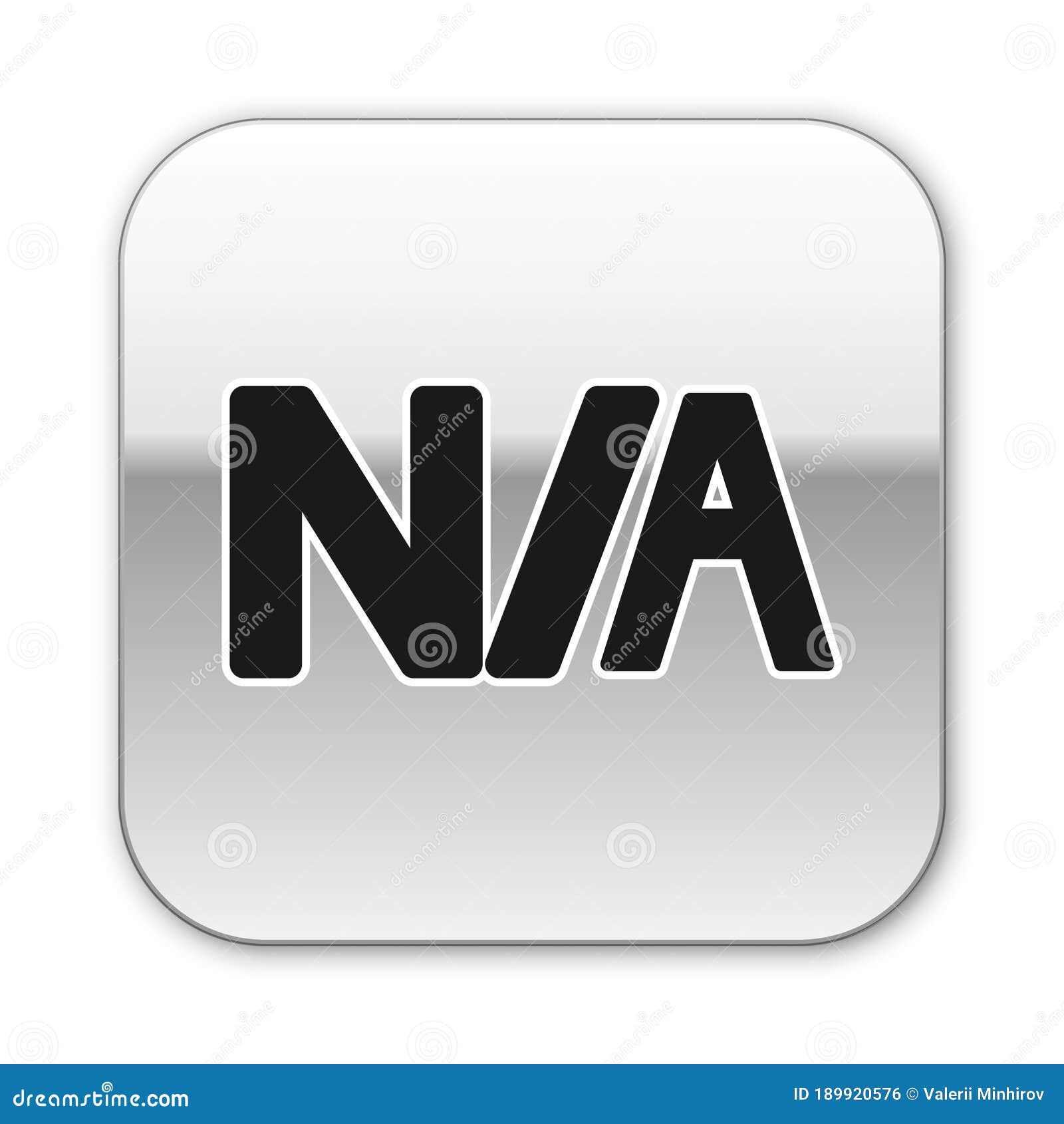 Black Not Applicable Icon Isolated on White Background. Silver Square ...