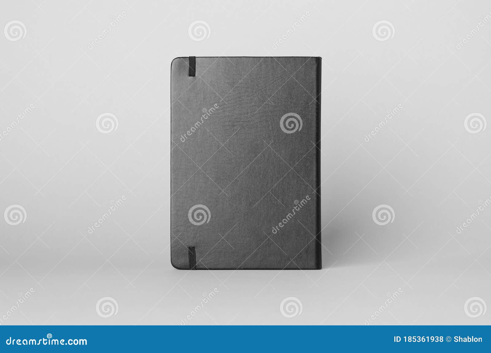 Black Notebook Mockup on a Grey Background. Backside Stock Photo ...