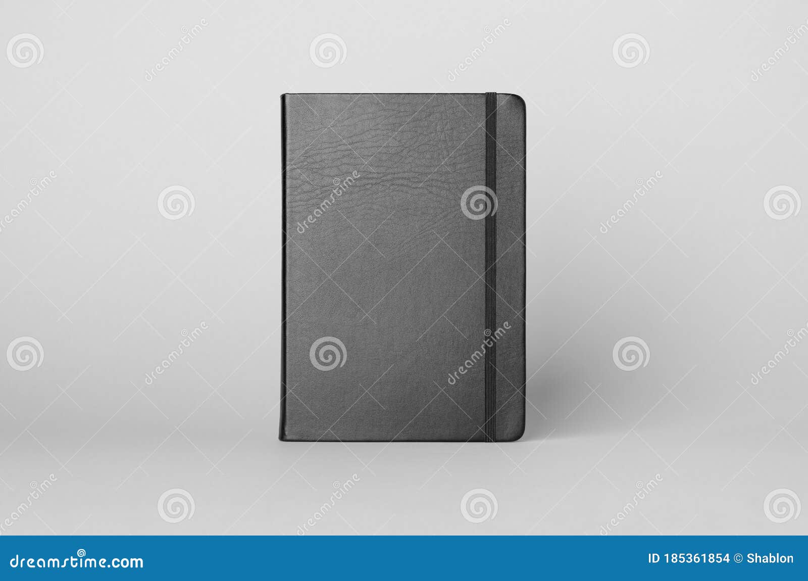 Black Notebook Mockup on a Grey Background. Frontside Stock Photo ...