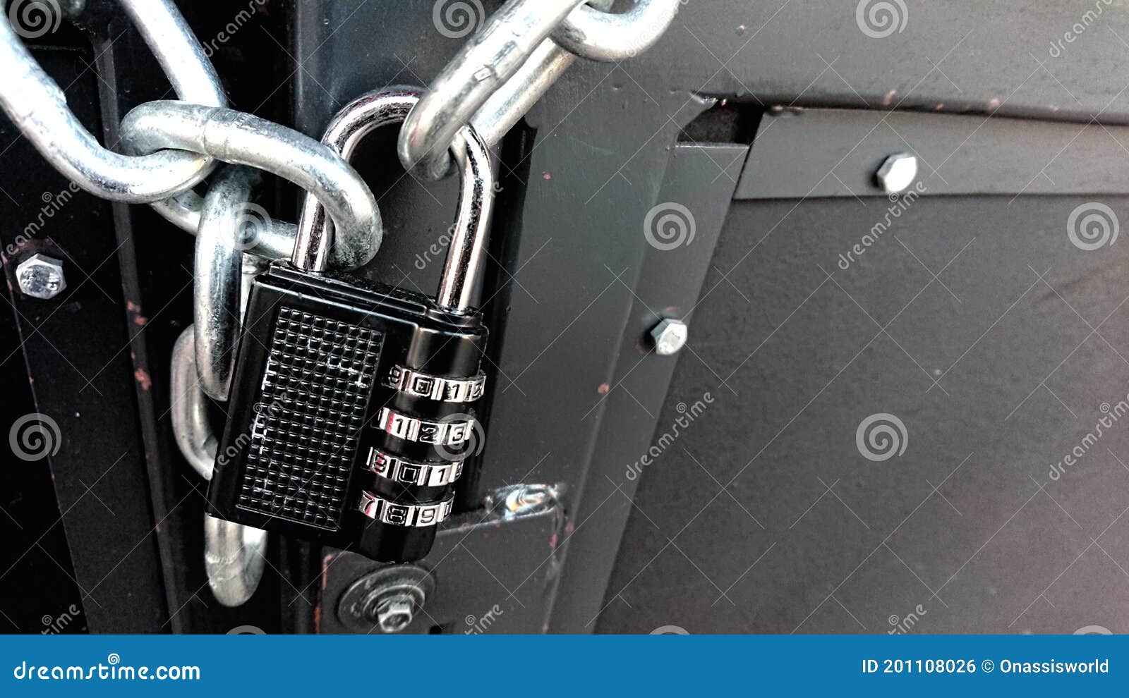 Black Number Code Lock and Chain Stock Photo - Image of code, lock ...