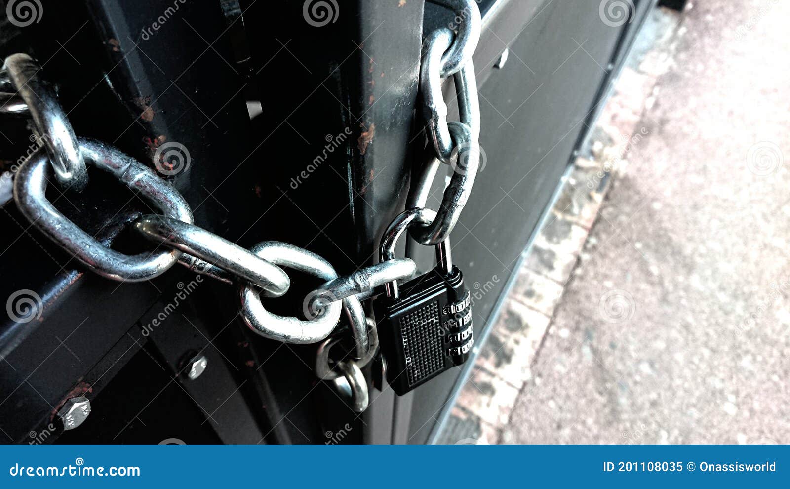 Black Number Code Lock and Chain Stock Image - Image of lock, black ...
