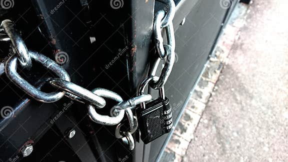 Black Number Code Lock and Chain Stock Image - Image of lock, black ...