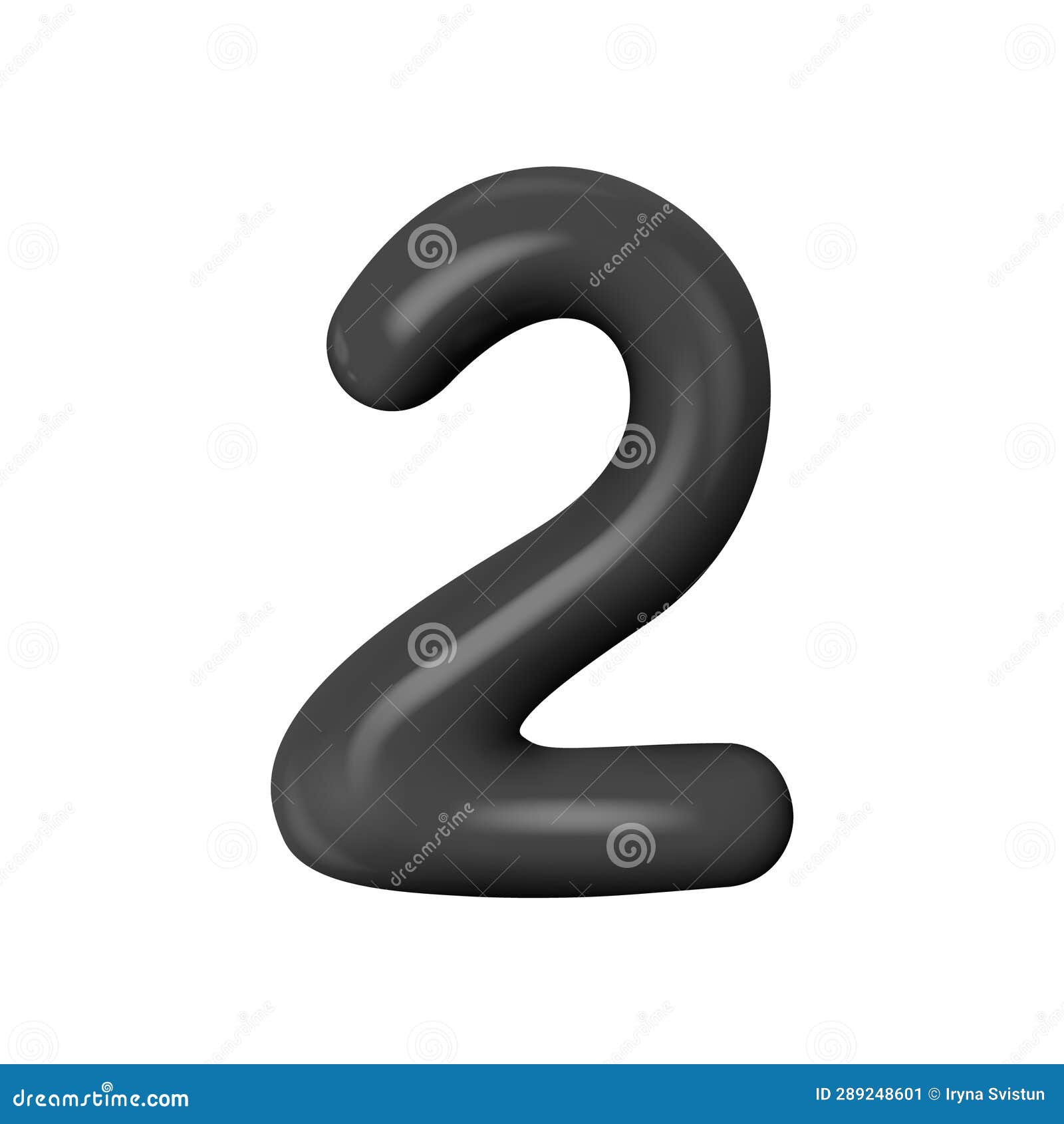 Black Number 2. 3D Volumetric Render Figure Stock Illustration ...