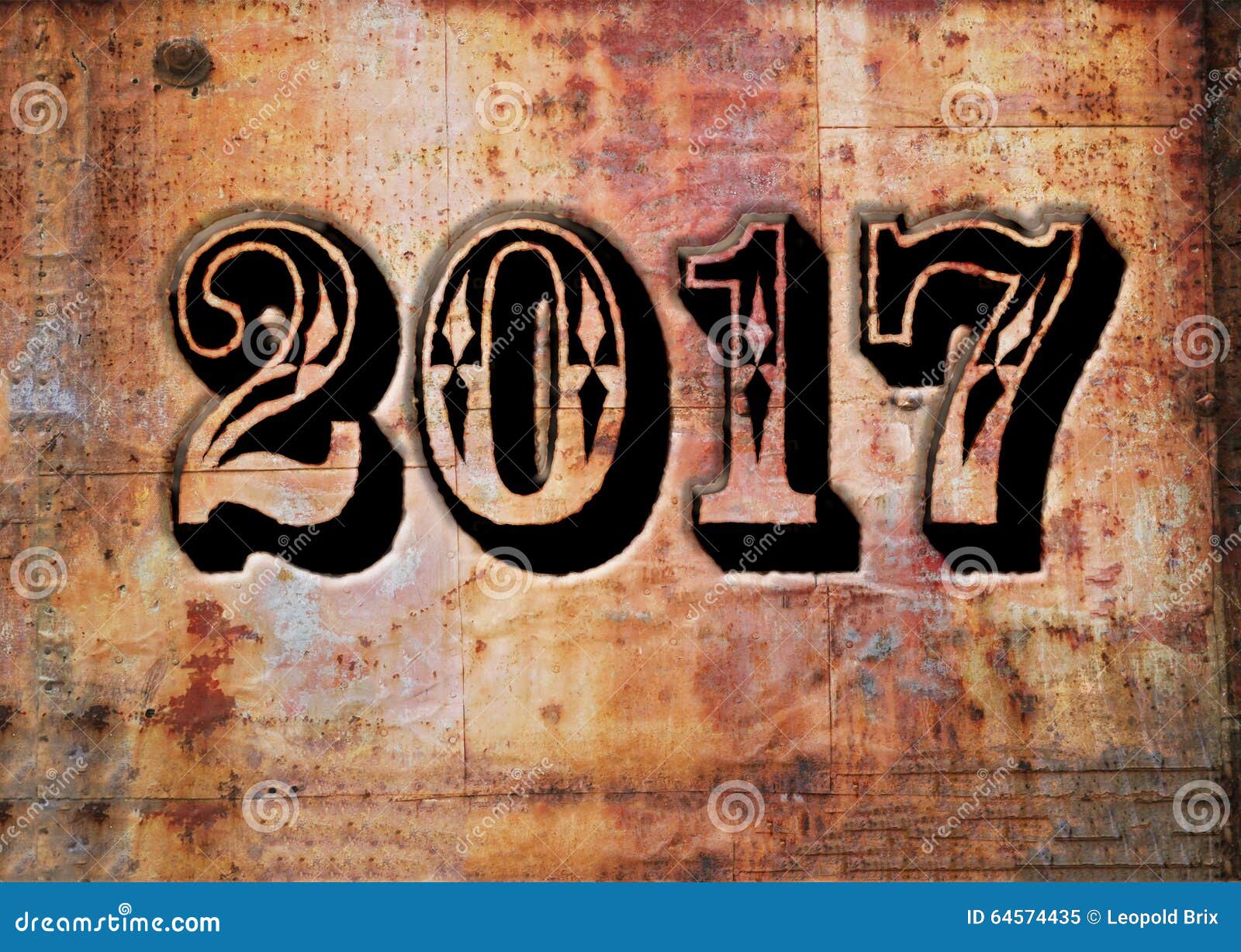 Black Number 2017 on Rusty Sheets Stock Illustration - Illustration of ...