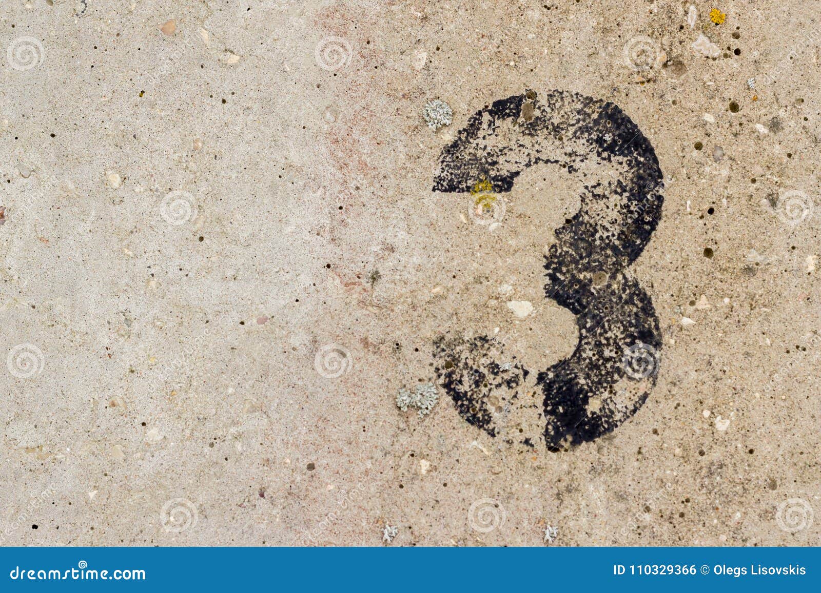 Number Three 3 on Concrete Wall Background Stock Photo - Image of sign ...