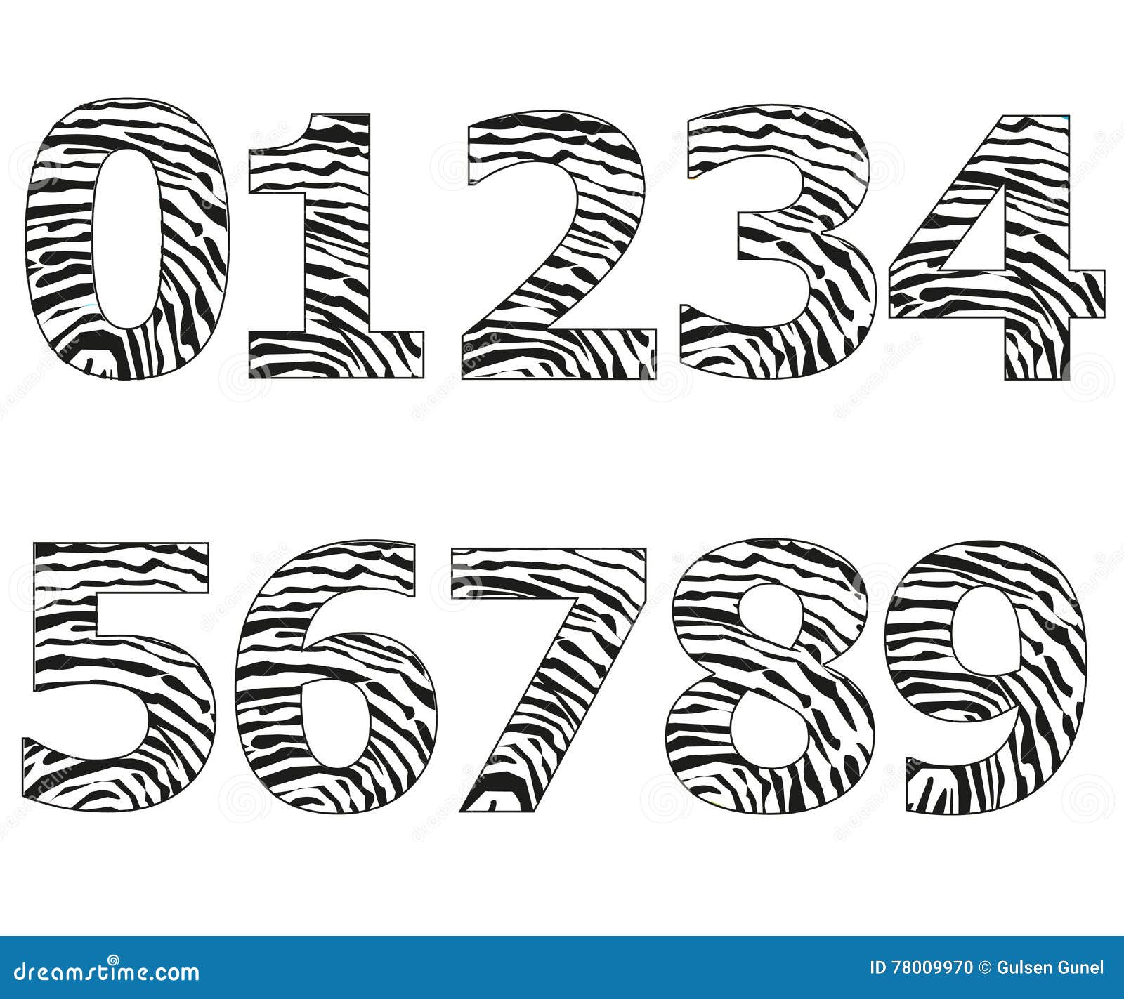Black Numbers with Finger Prints Pattern Vector Illustration Stock ...