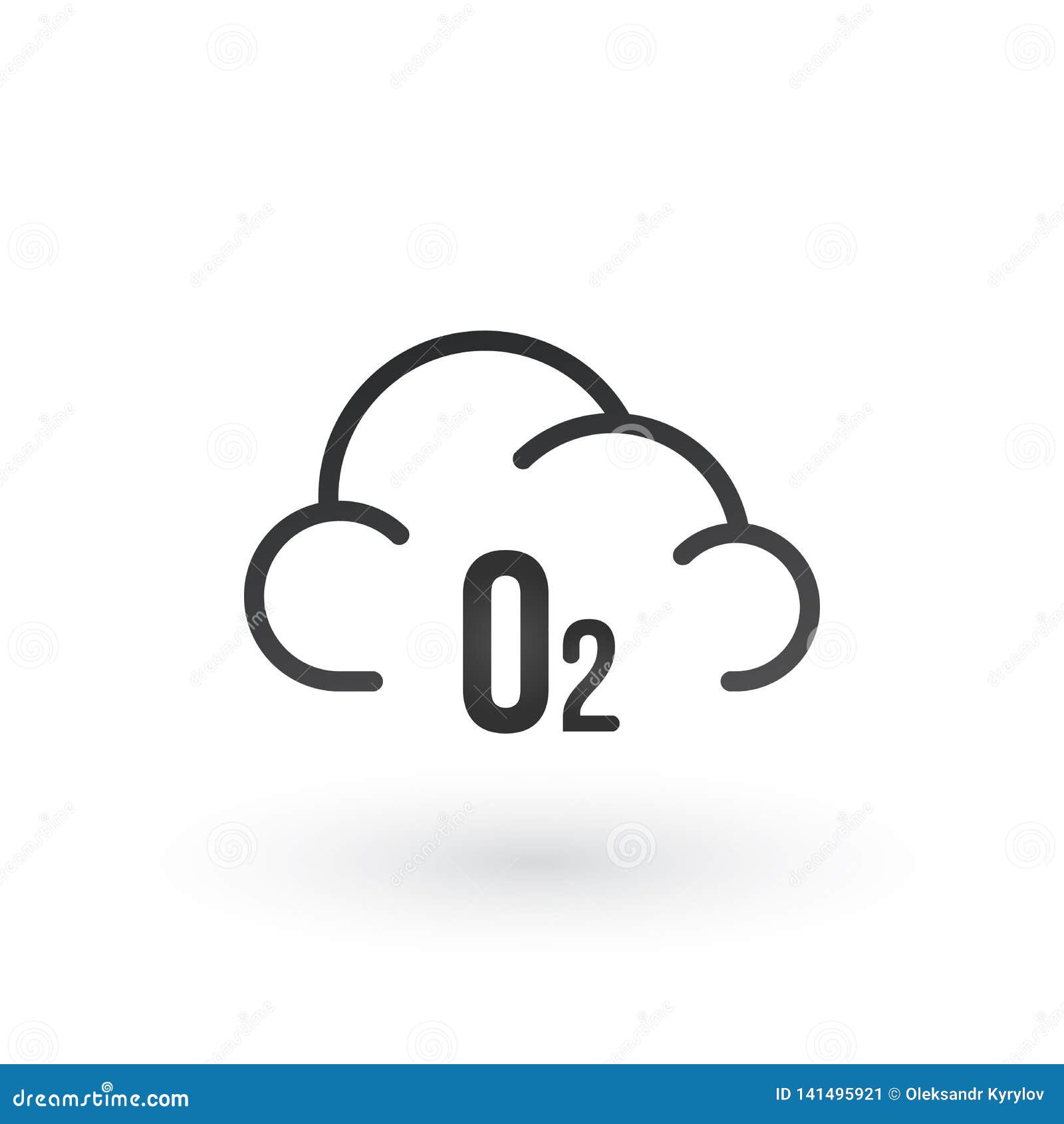 Black O2 Cloud Oxygen Icon, Vector Illustration Isolated on White ...