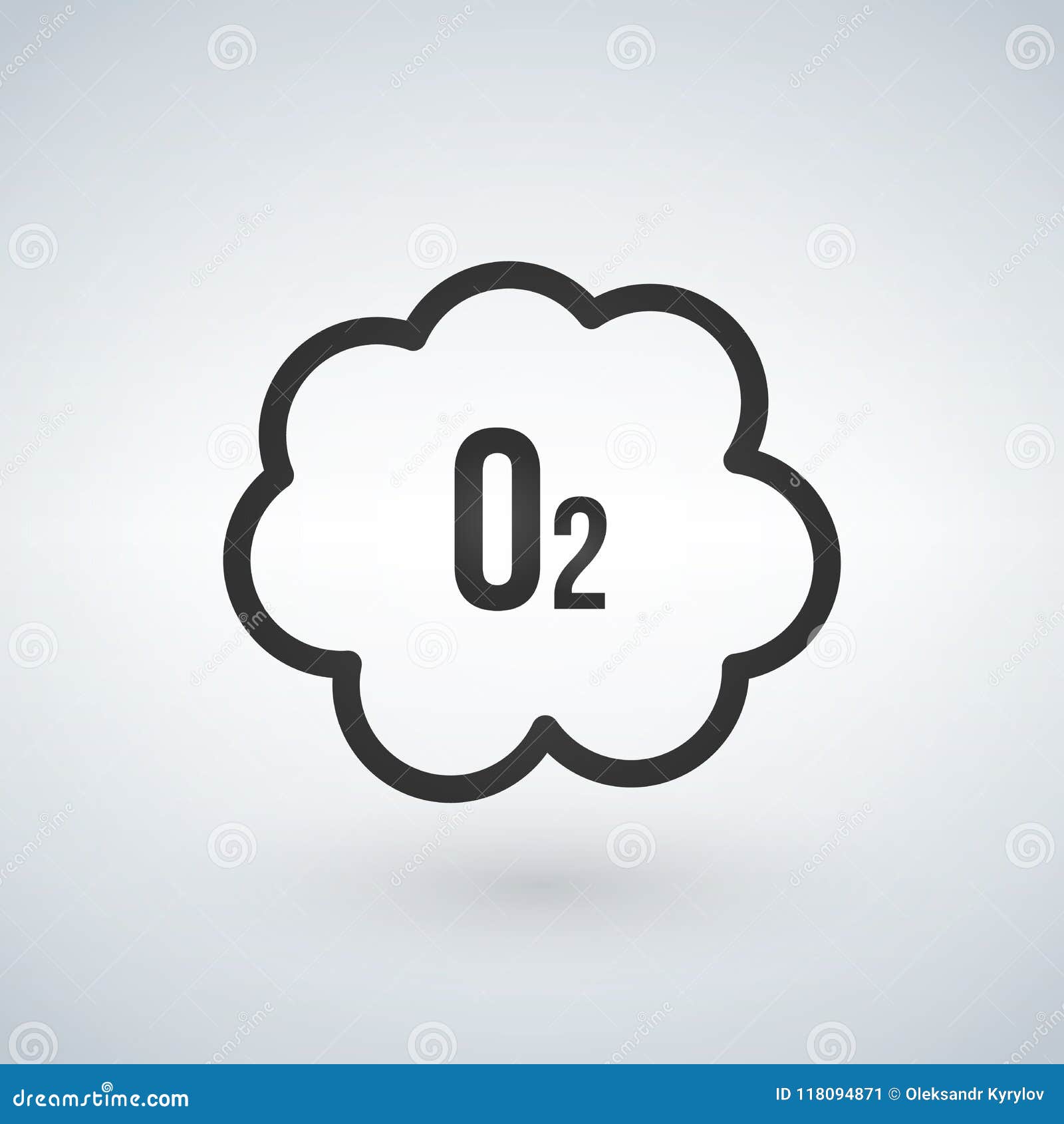 Black O2 Cloud Oxygen Icon, Vector Illustration Isolated on White ...