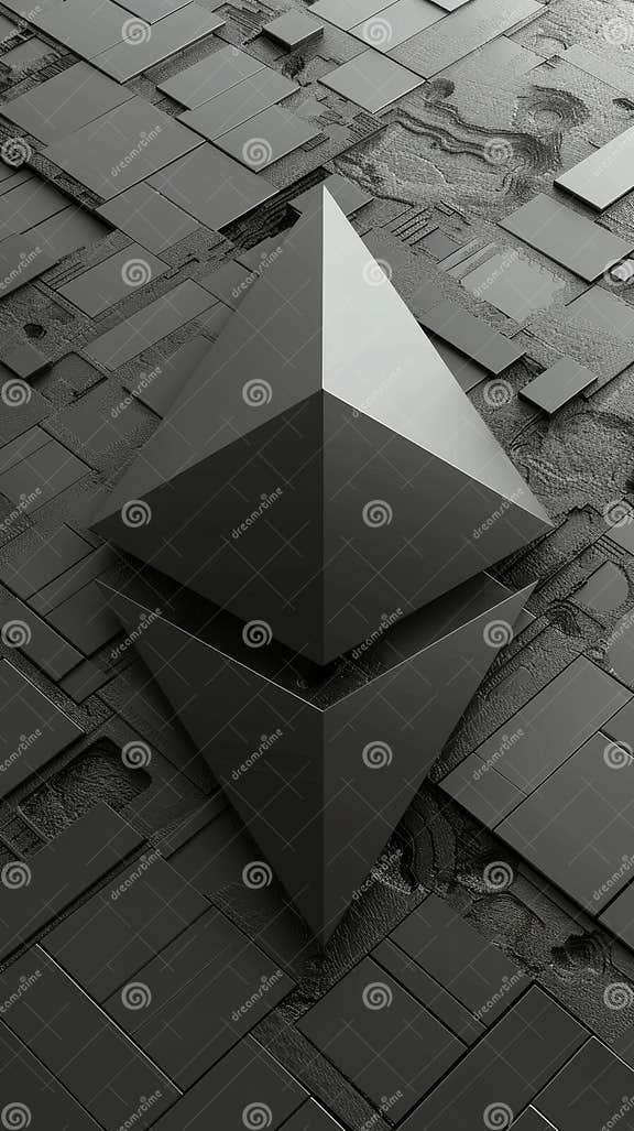 Black Object Resting on Tiled Floor Stock Photo - Image of geometric ...