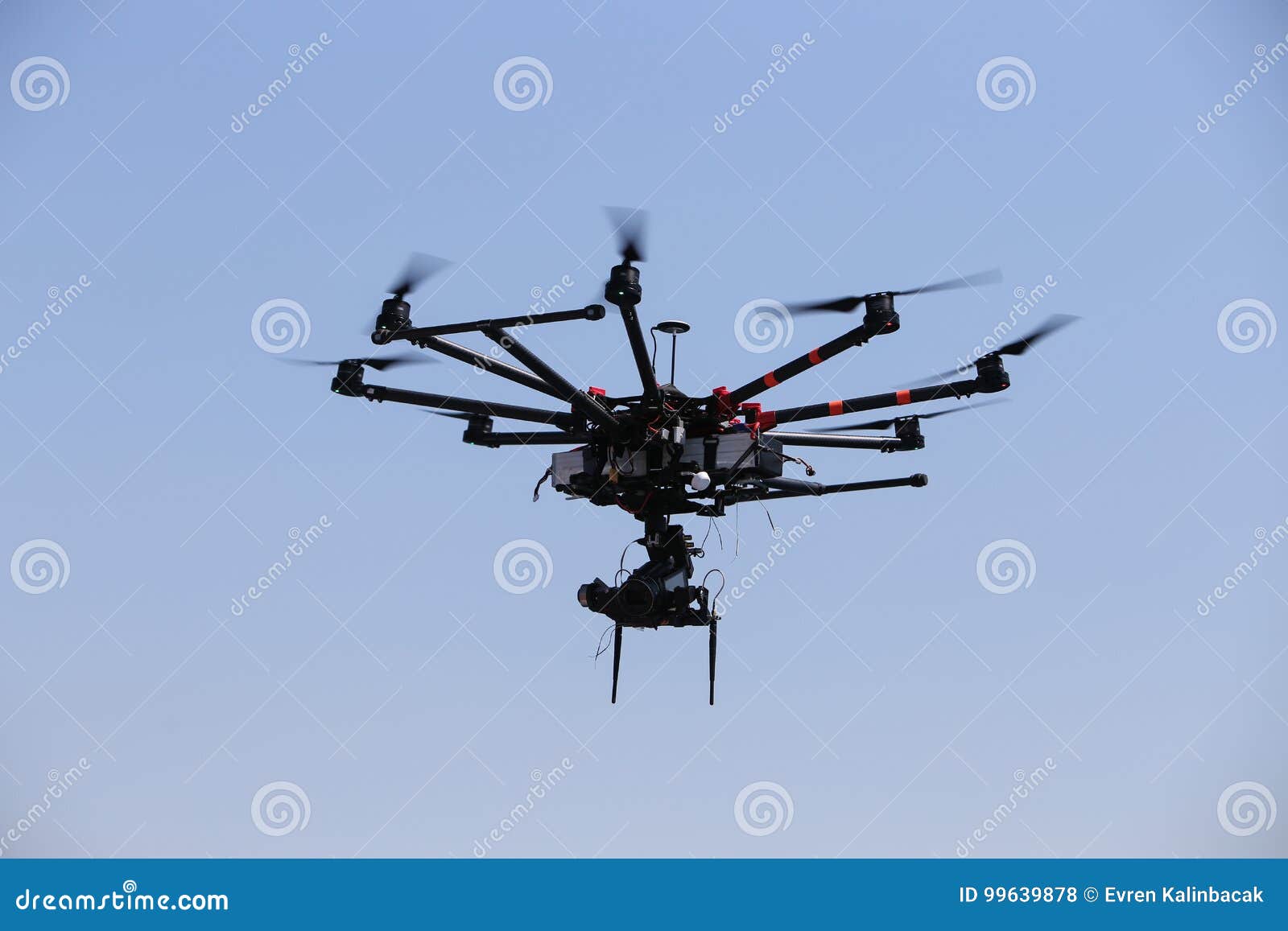 Black Octocopter Helicopter Stock Photo - Image of flying, vehicle ...