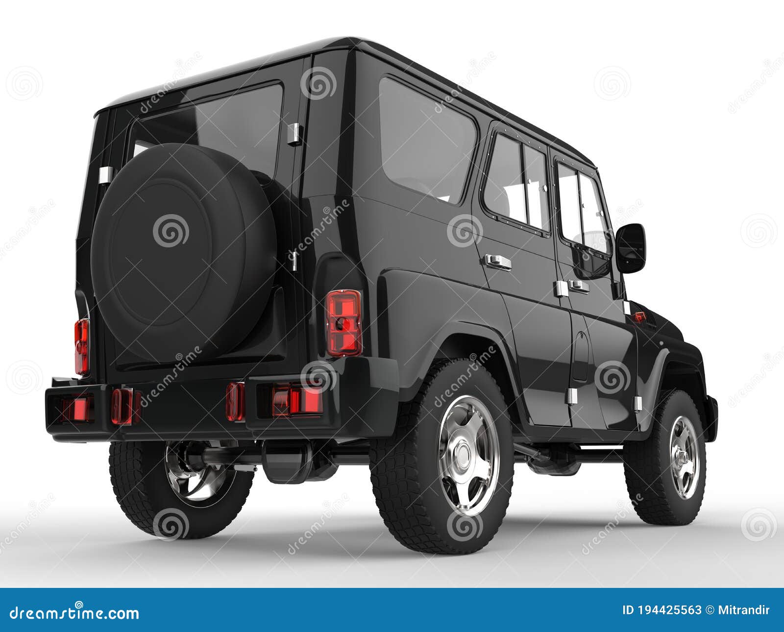 Black Off-road Four Wheel Drive Car - Tail View Stock Illustration ...