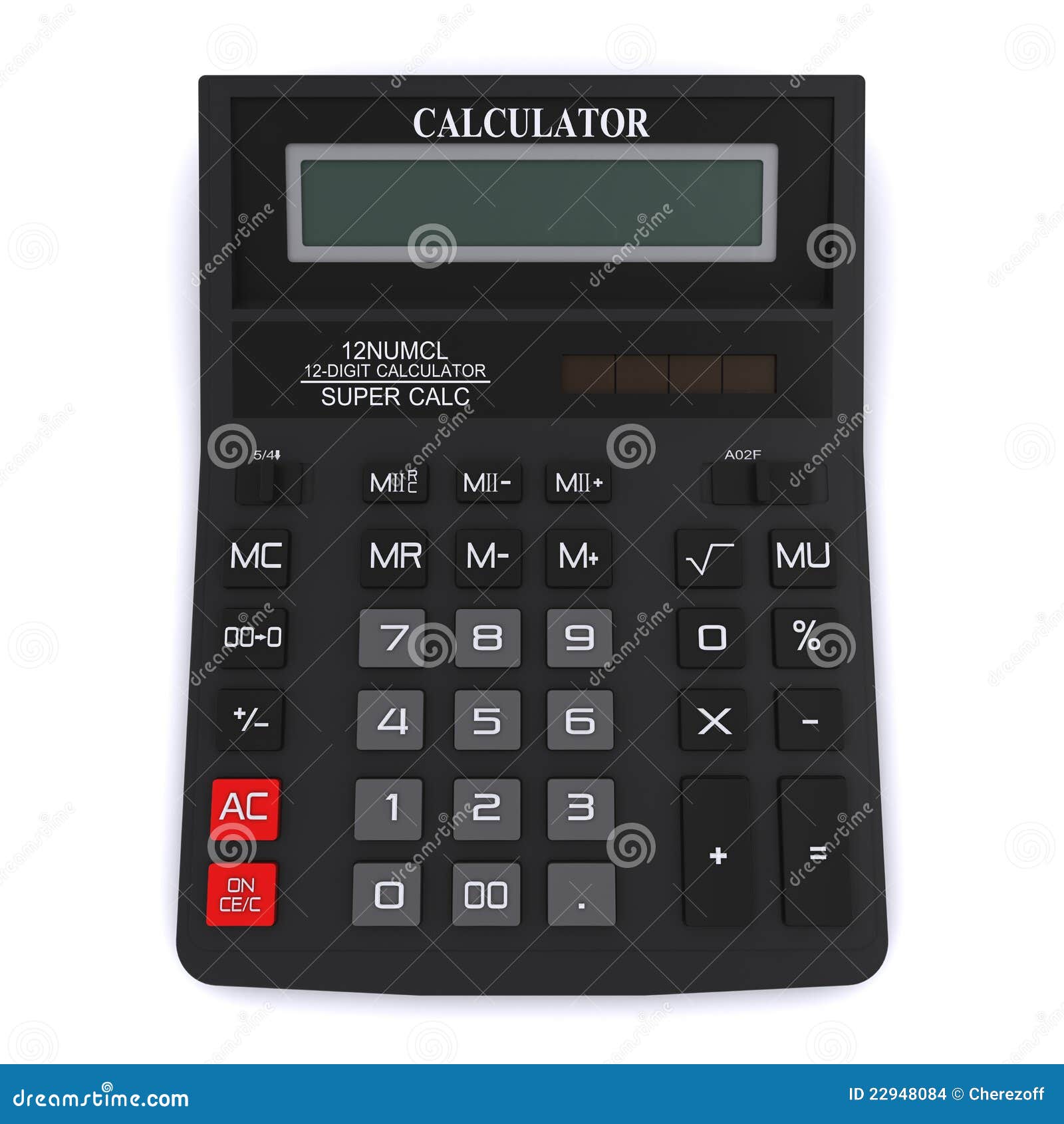 Black Office Calculator. View from Above Stock Photo - Image of display ...