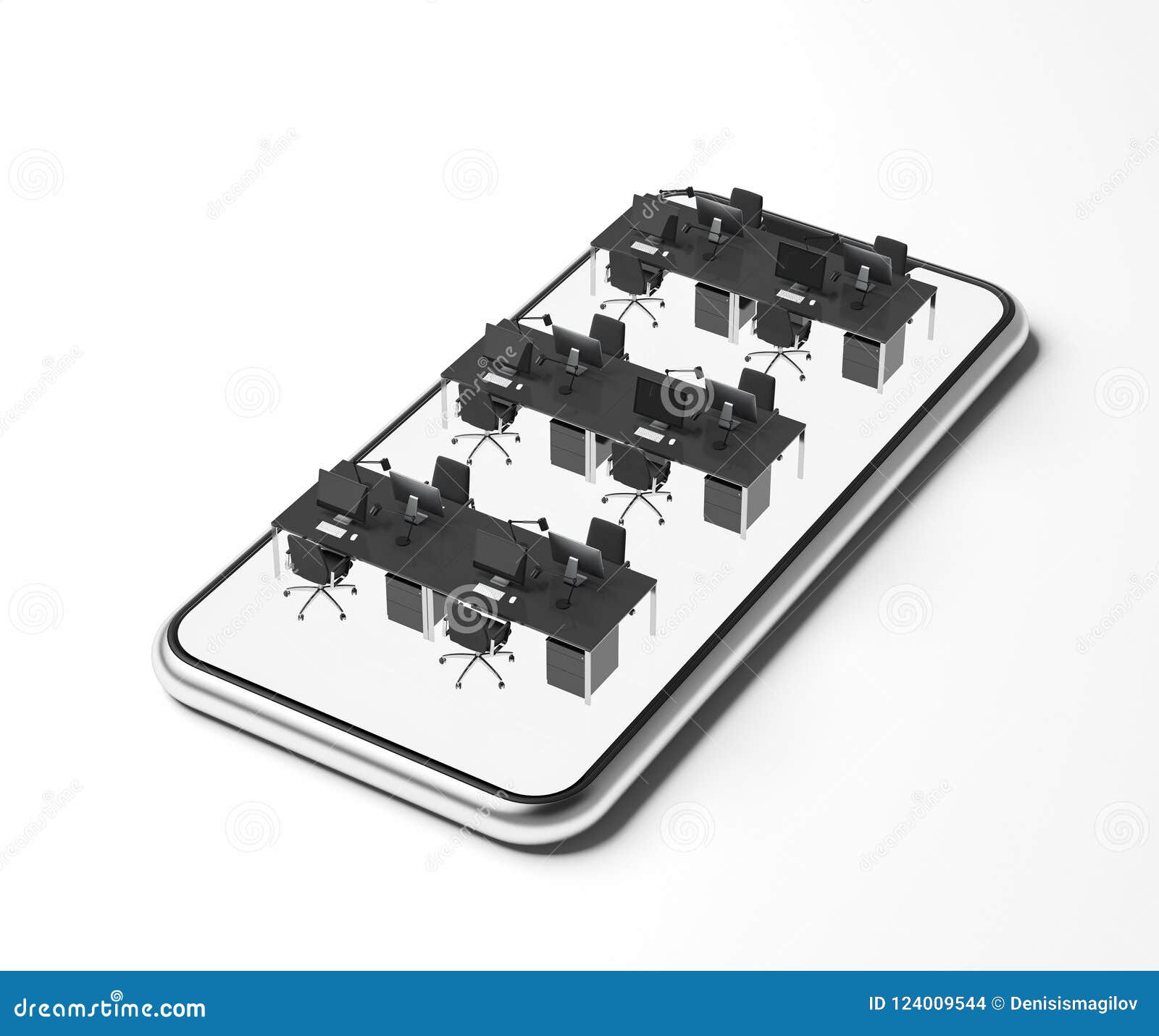 Black Office Computer Class Model on Smartphone Stock Illustration ...