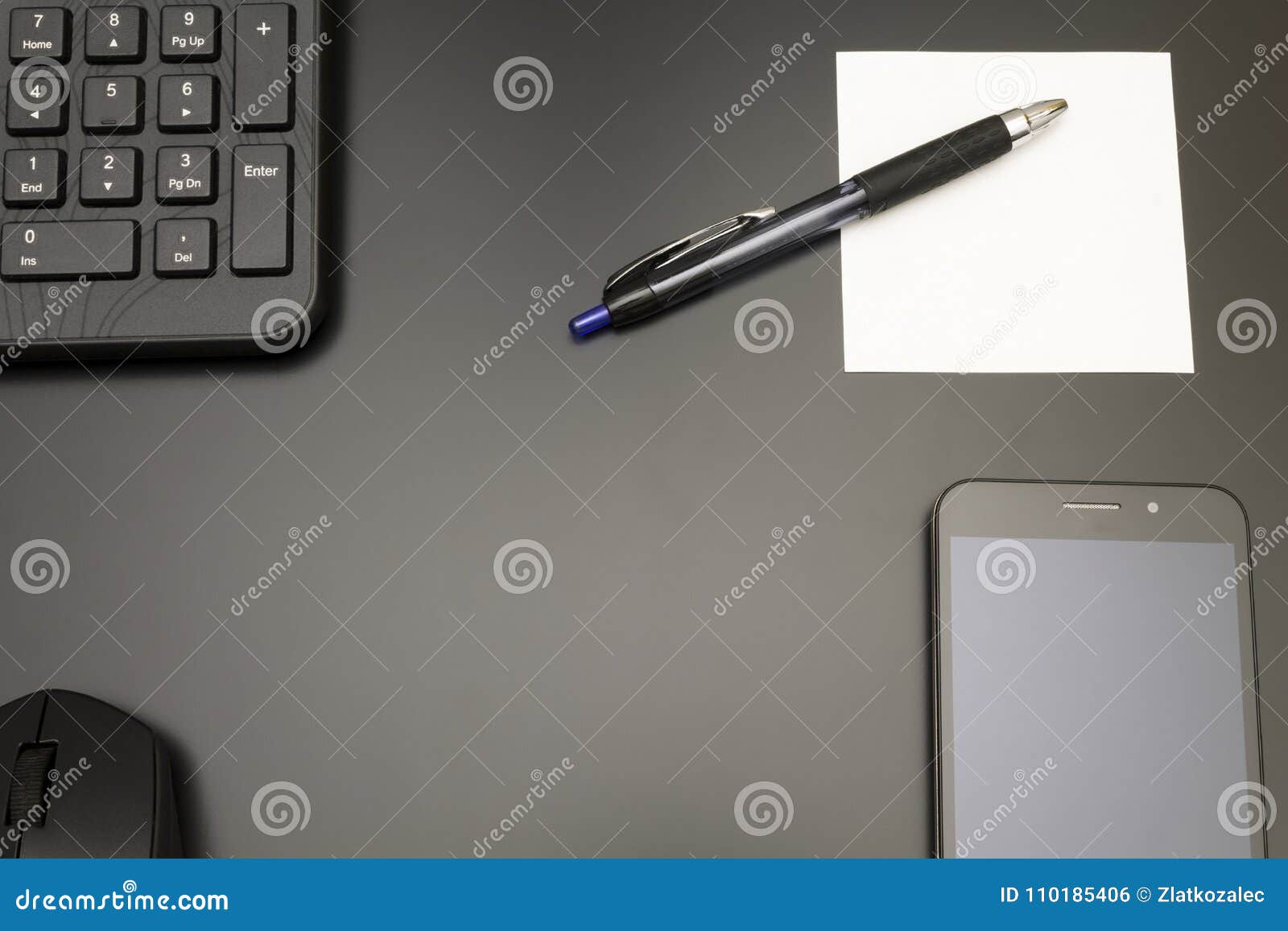 Office desk top view stock photo. Image of desktop, isolated - 110185406