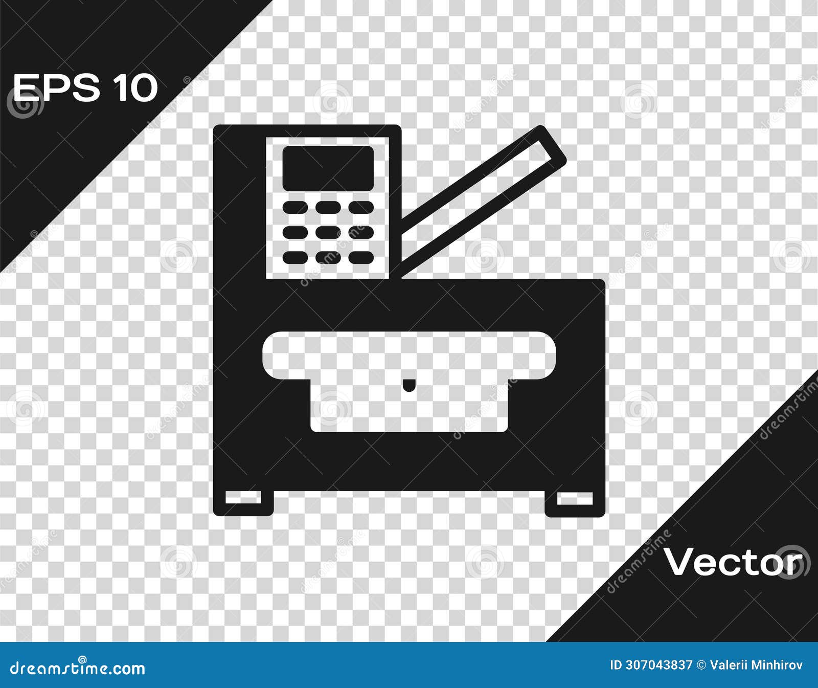 Black Office Multifunction Printer Copy Machine Icon Isolated on ...
