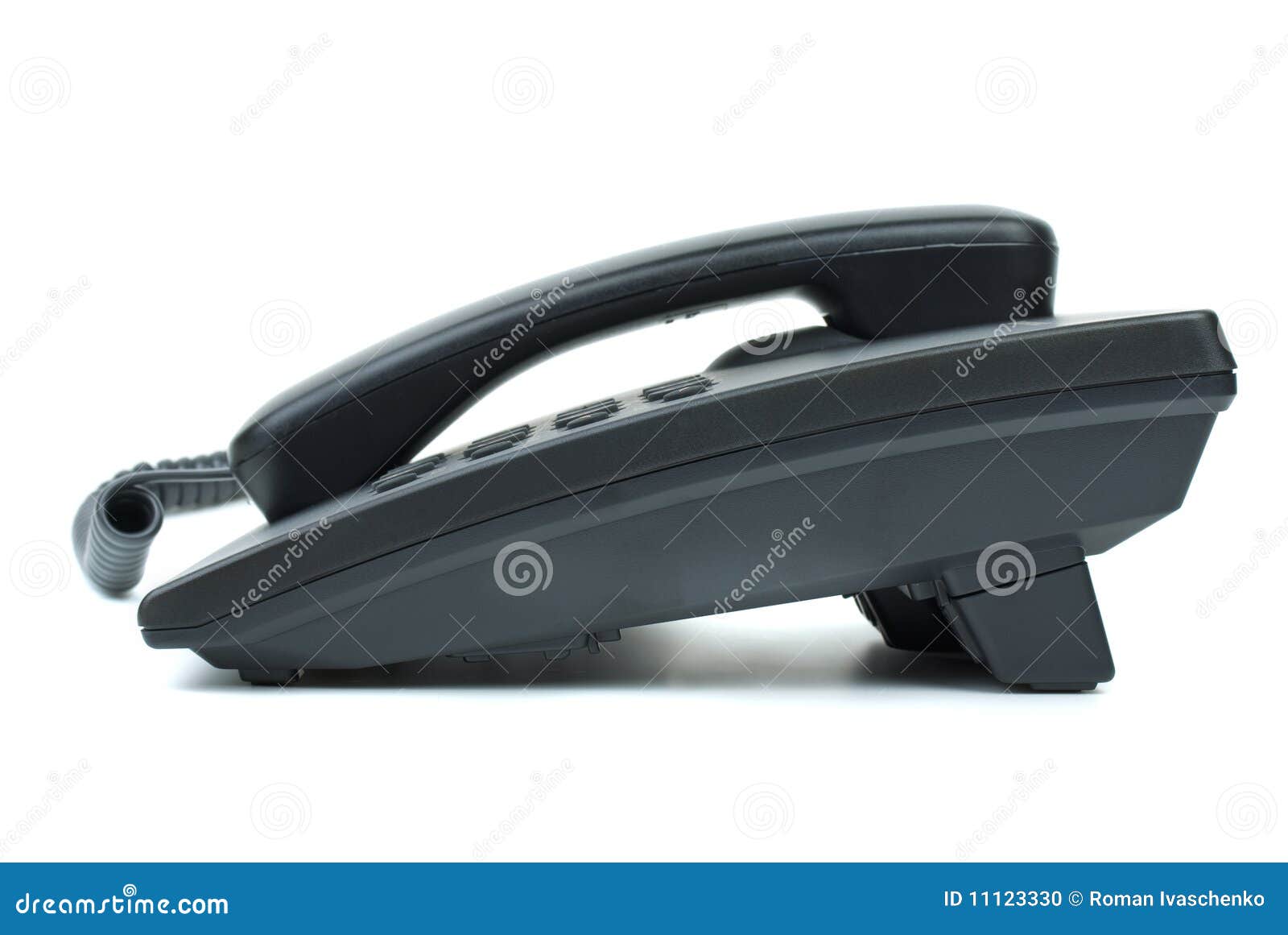 Black Office Phone. Side View Stock Photo - Image: 11123330