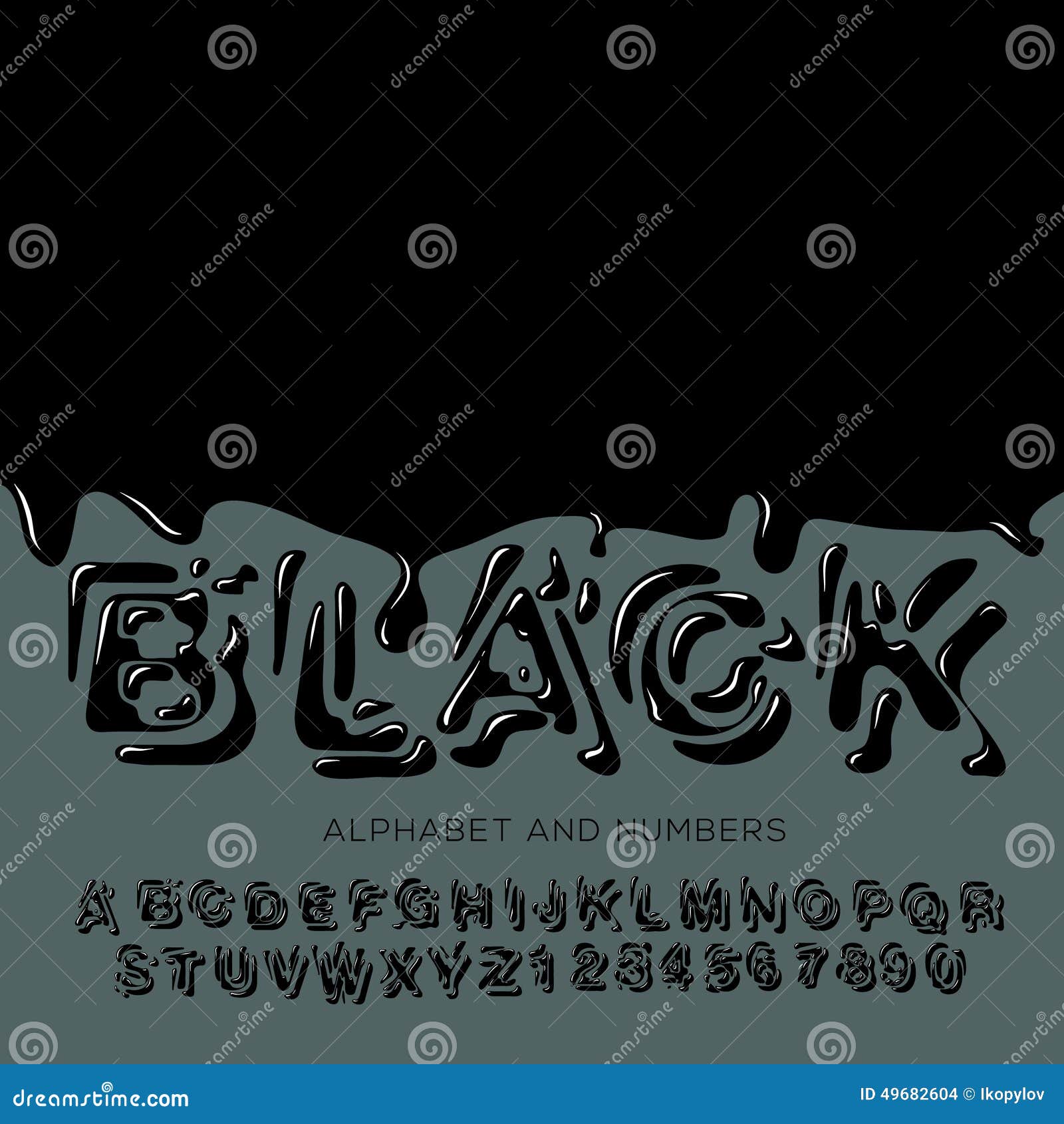 Black oil painted alphabet stock vector. Illustration of raster - 49682604