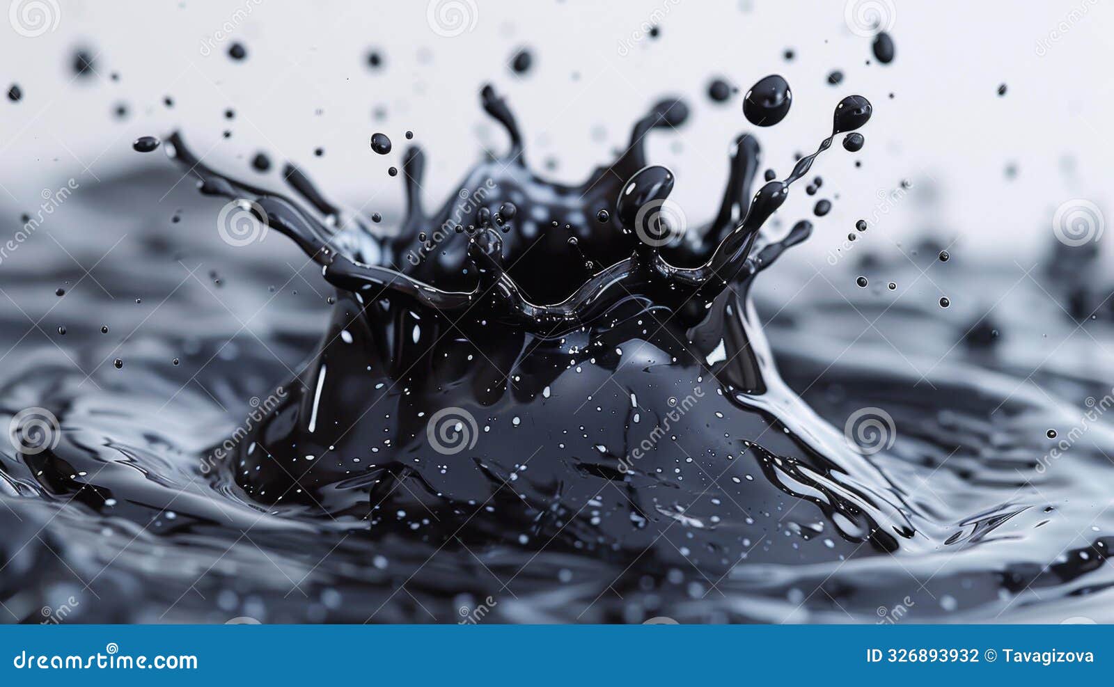 Black Oil Splash Close-up - Generative Ai Stock Illustration ...