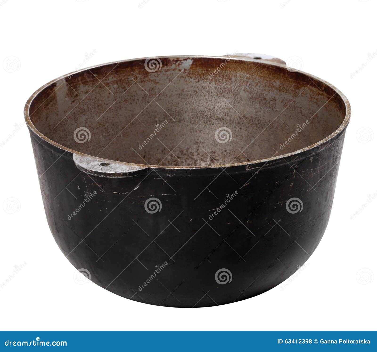 Black Old Dirty Pot Isolated on White Stock Photo - Image of iron ...