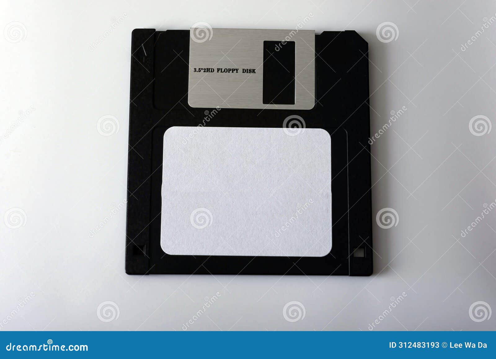 Black Old 3.5 Inch Floppy Disk with Empty Label Isolated on White Stock ...