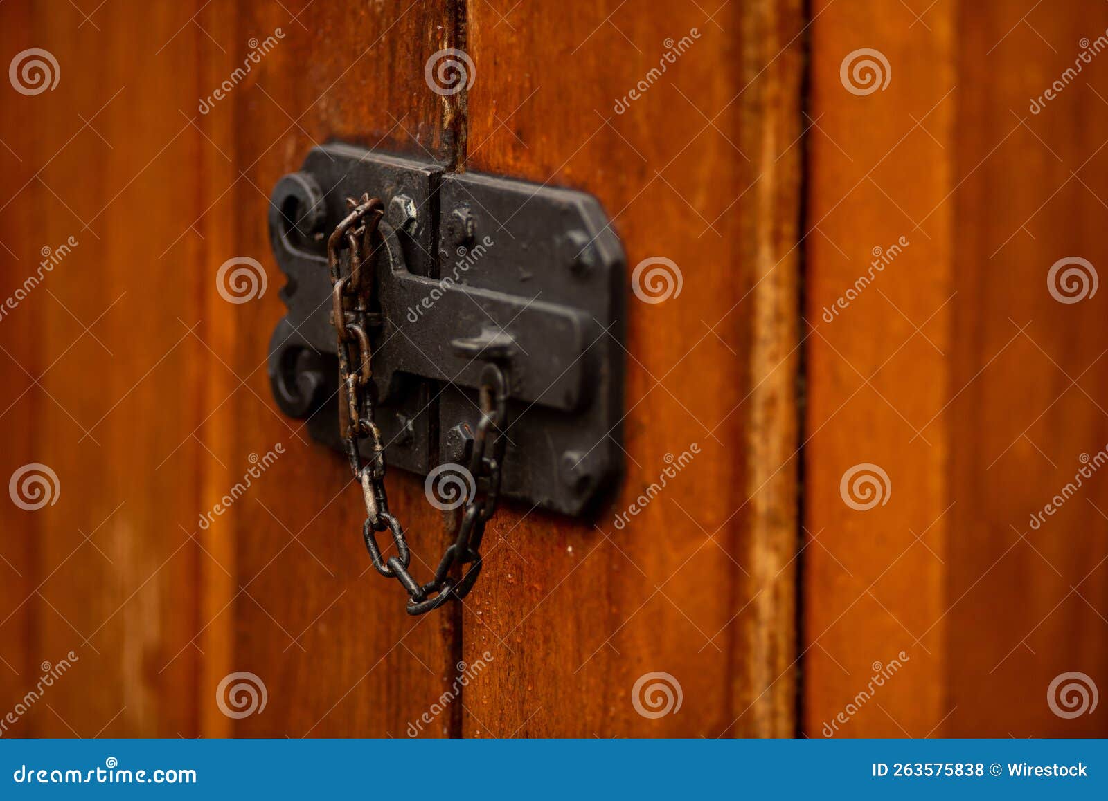 Old-style Lock on Wooden Door Stock Photo - Image of design, closeup ...