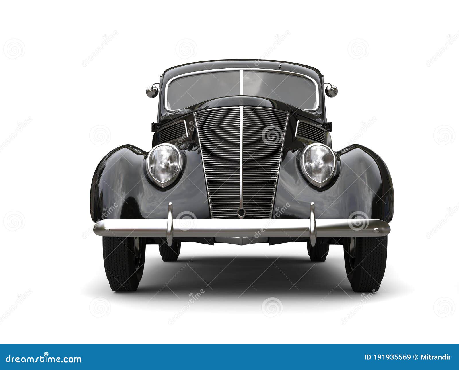 Black Old Timer Vintage Car - Front Closeup Shot Stock Illustration ...
