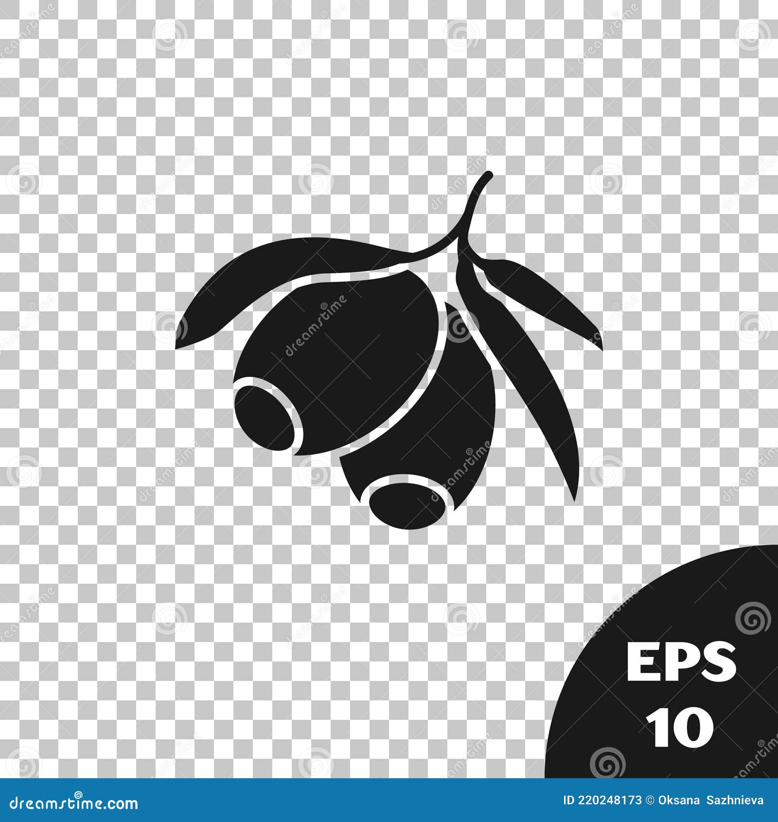 Black Olives Branch Icon Isolated on Transparent Background. Vector ...