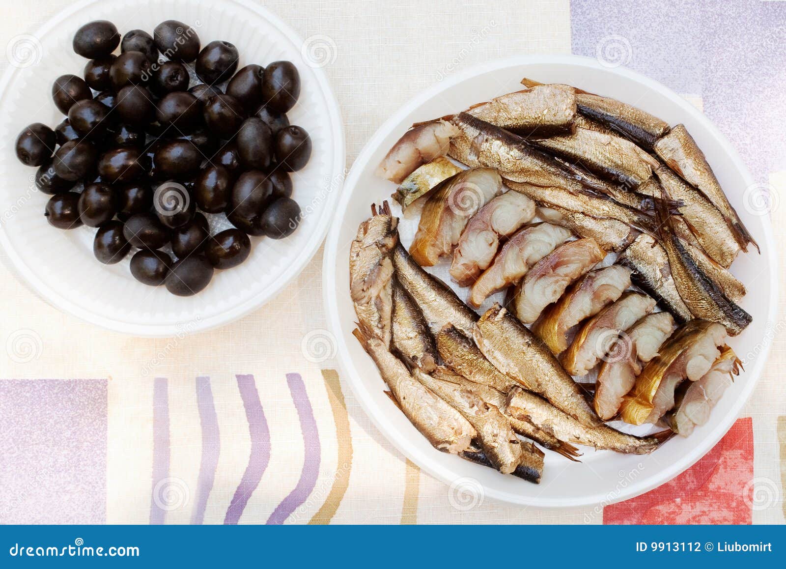 Black Olives and Plate with Fish Stock Photo - Image of nutrition ...