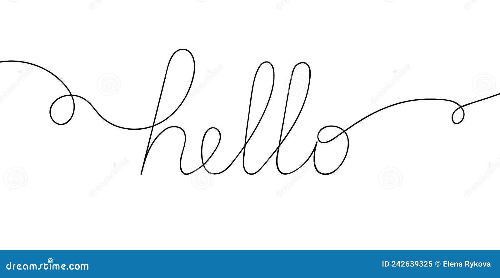 Black One Line on White Background. Text Hello Stock Illustration ...