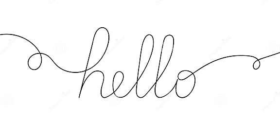 Black One Line on White Background. Text Hello Stock Illustration ...