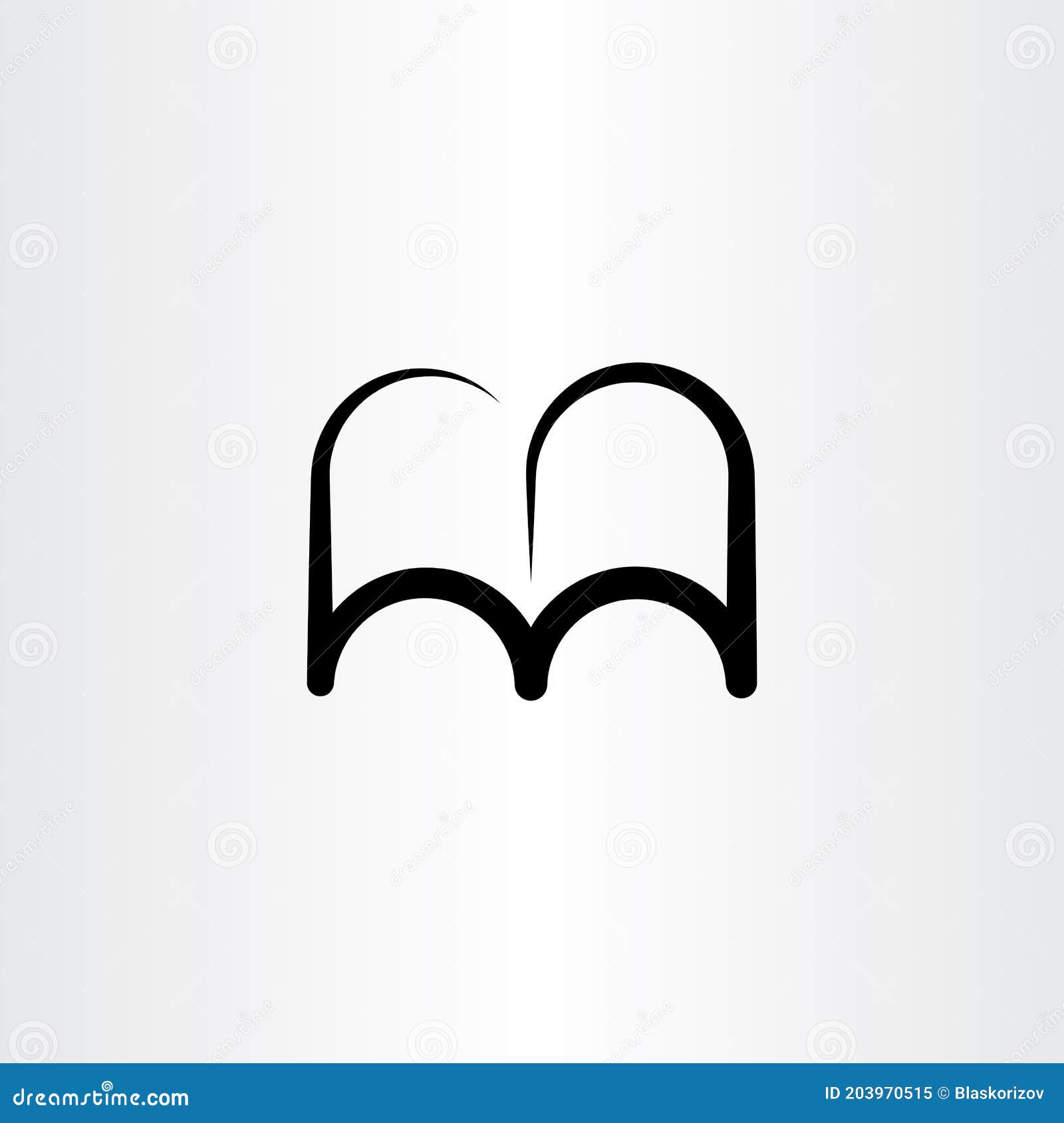 Black open book icon logo stock vector. Illustration of paper - 203970515
