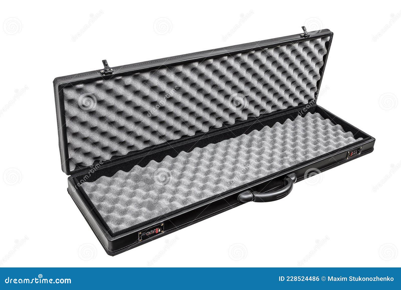 Black Open Case for Guns Isolated for White Stock Photo - Image of army ...